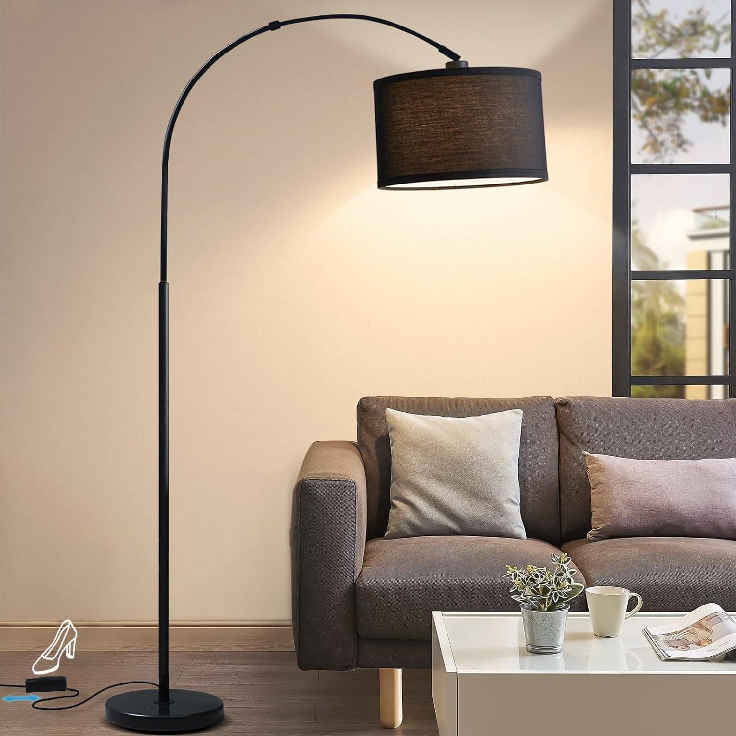 Arc Floor Lamp, Dimmable Floor Lamp Black Morden Standing Lamp ...