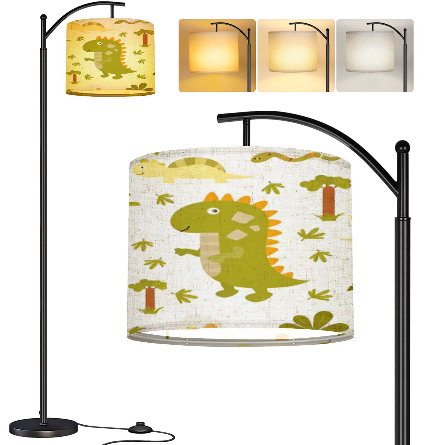 Arc Floor Lamp Dinosaur Seamless cute dinosaurs tropical plants palm ...