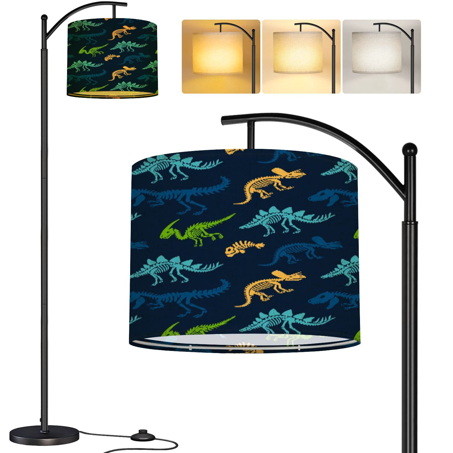 Arc Floor Lamp Dinosaurs skeletons fossils seamless Tshirt print fabric ...