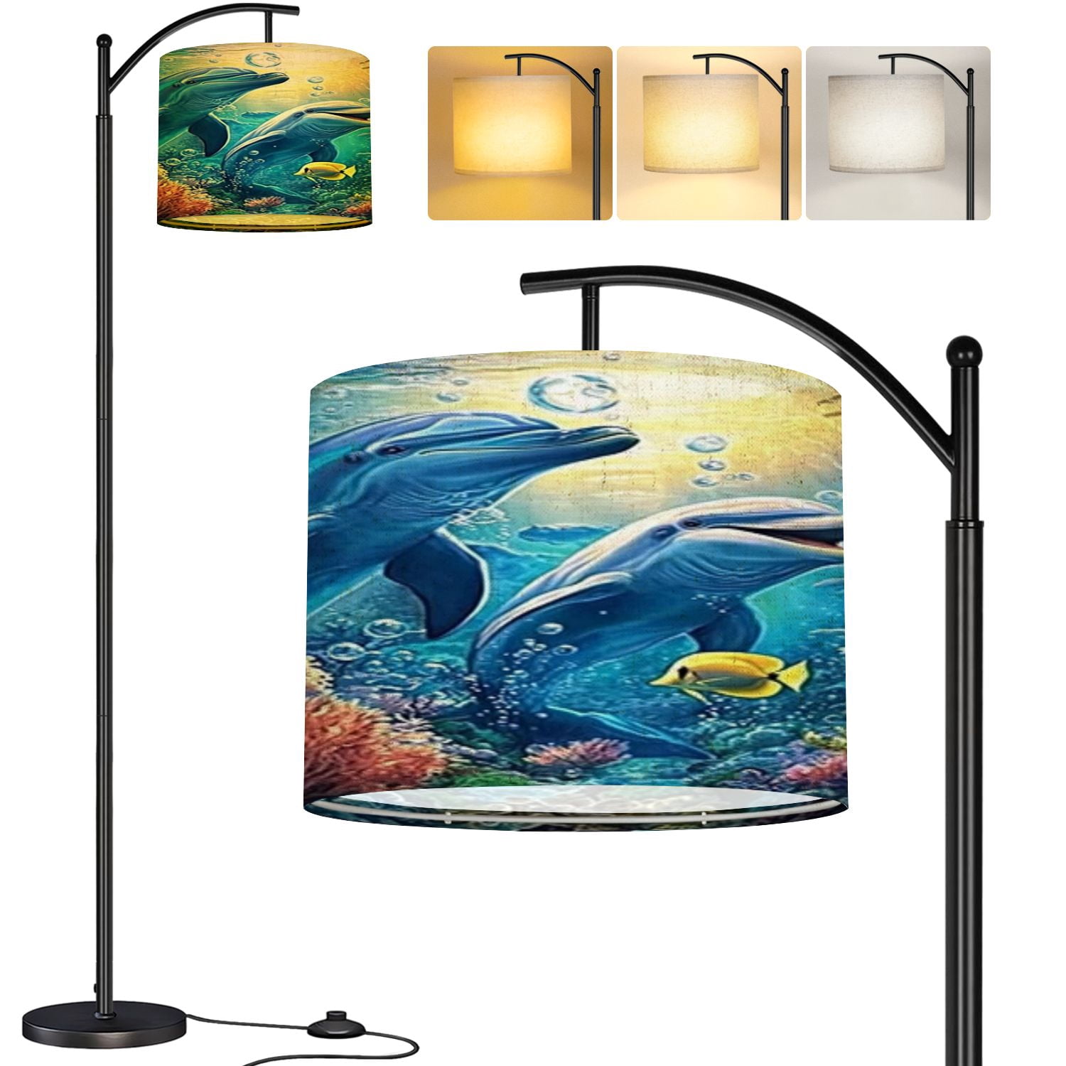 Arc Floor Lamp Dolphin Shower Underwater World Kids Ocean Animal Plant ...