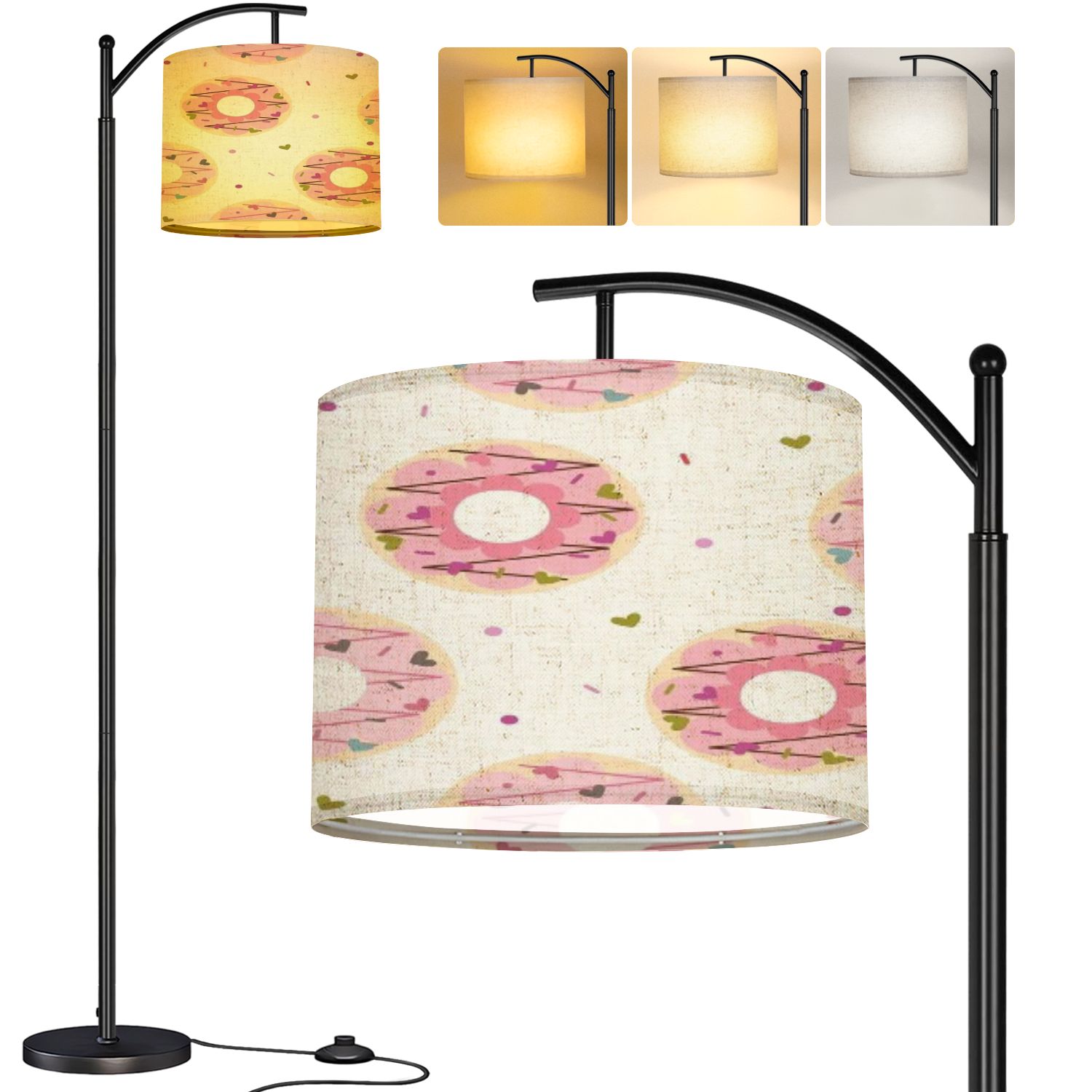 Arc Floor Lamp Donuts seamless pattern Cute heart donut shaped pattern ...