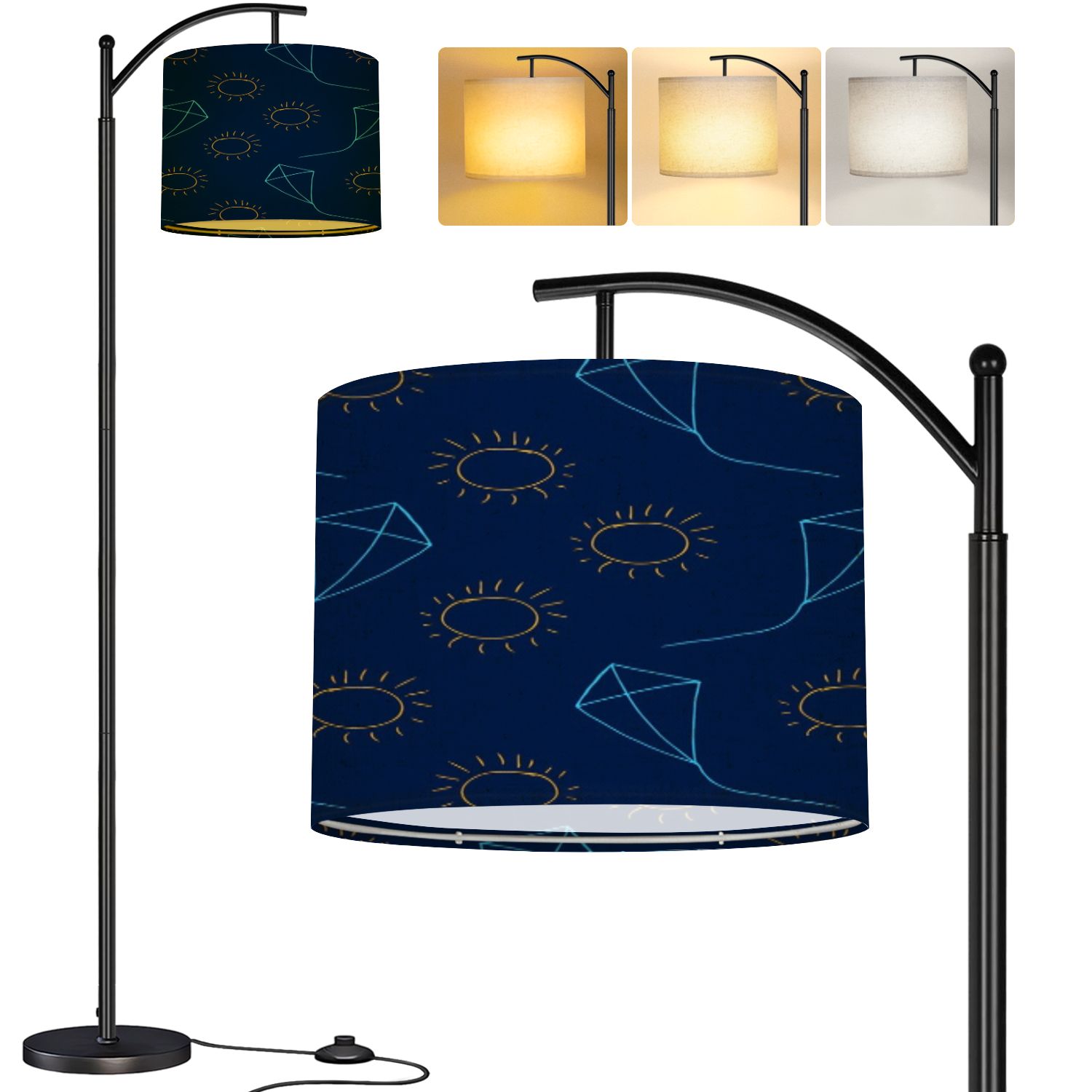 Arc Floor Lamp Doodle kite seamless pattern hand drawn Tall Modern ...