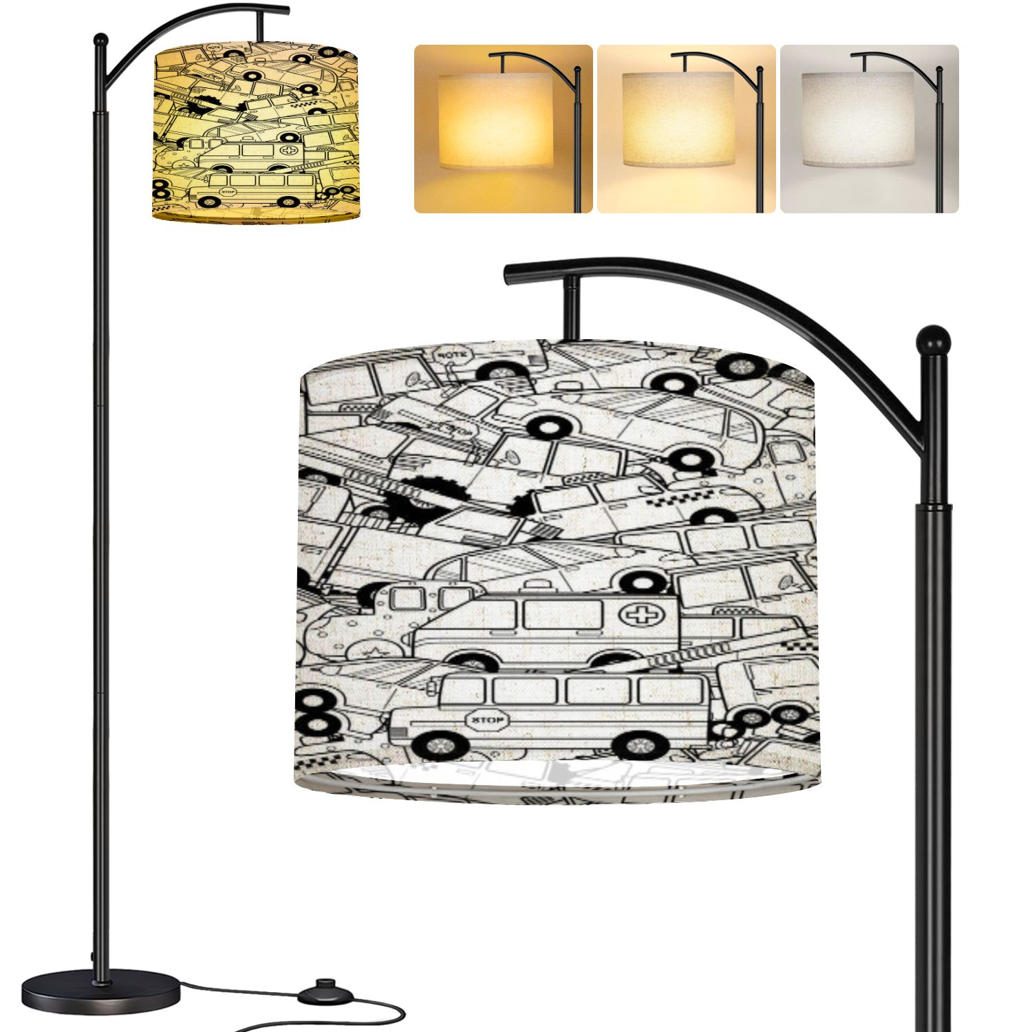 Arc Floor Lamp Doodle vehicles black white seamless Hand drawn cars for ...