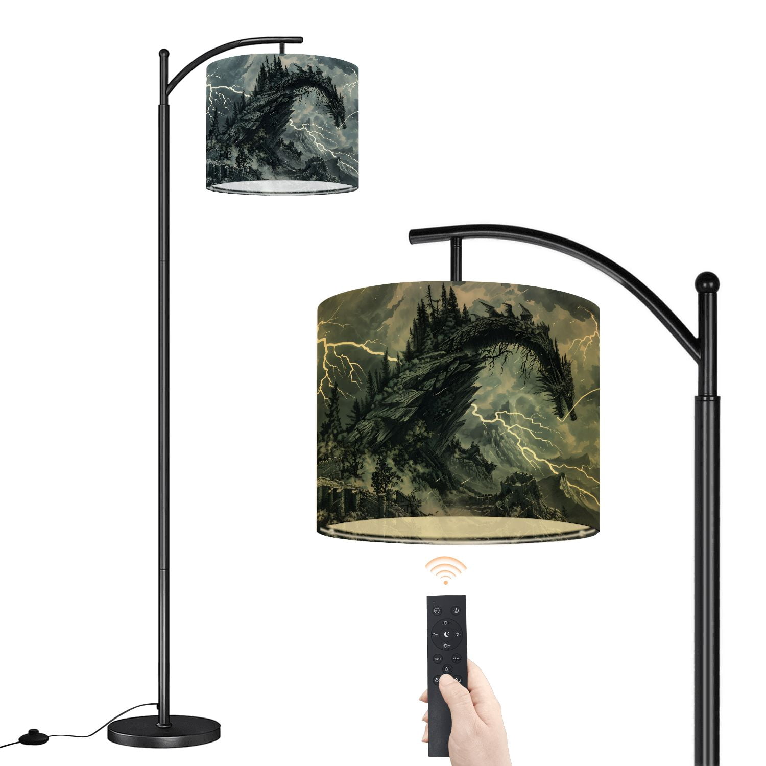 Arc Floor Lamp Dragon Shaped Crag Ruined Fortress Monochromatic Art ...