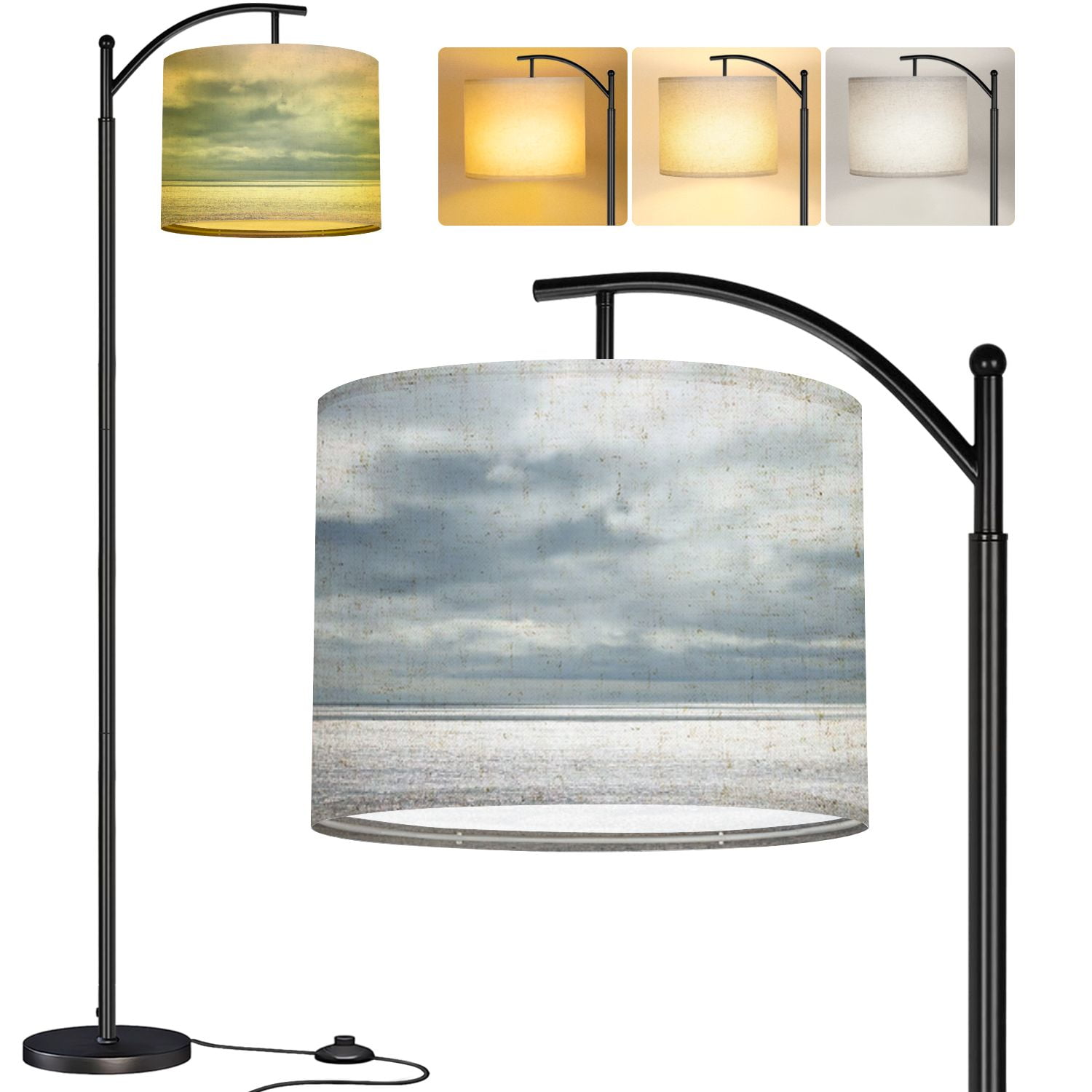 Arc Floor Lamp Dramatic cloudy sky ripple surface sea sunlight Tall ...