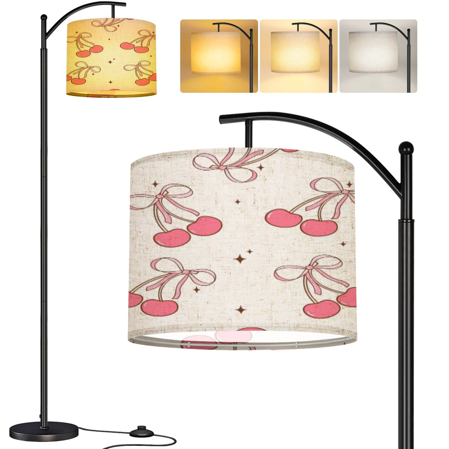 Arc Floor Lamp Draw seamless pattern pink coquette cherry bow fabric ...