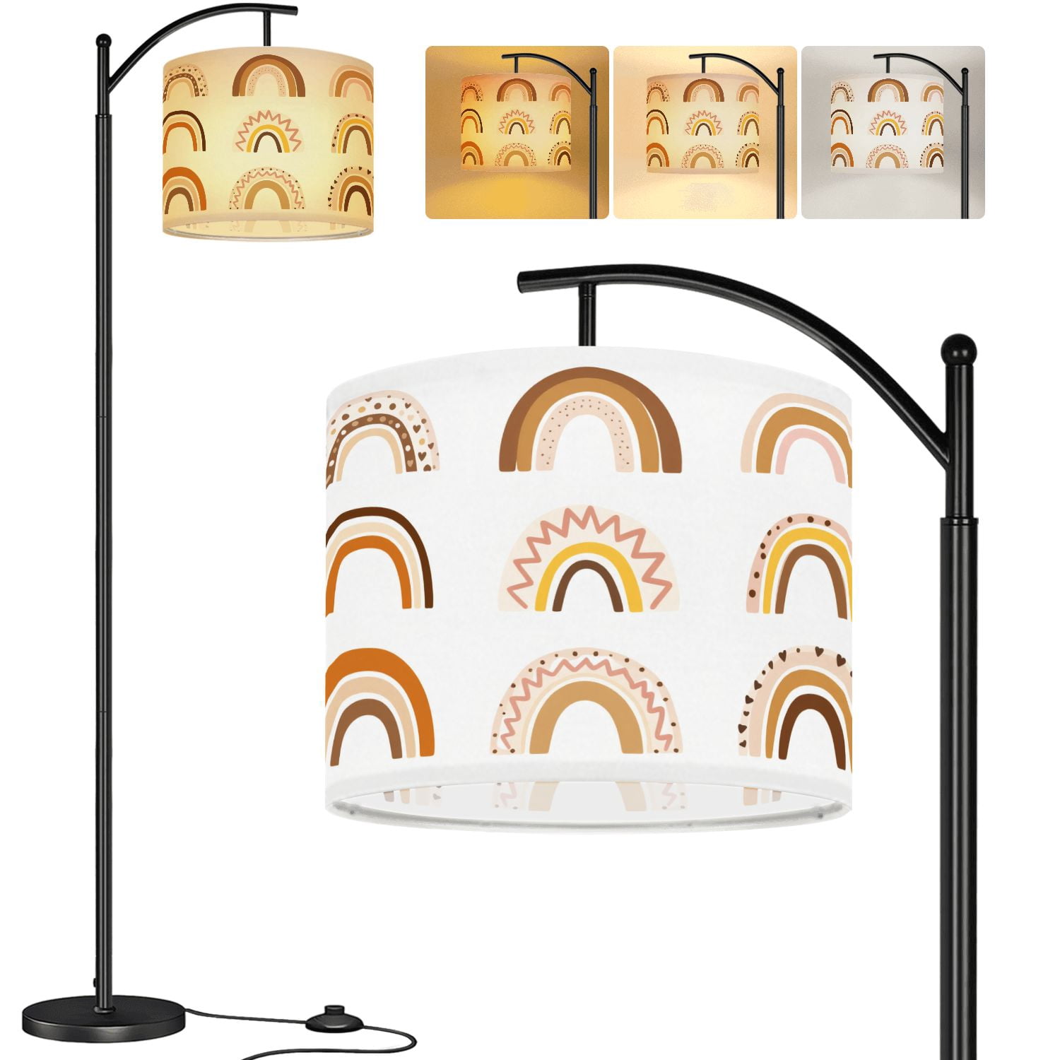 Arc Floor Lamp Drawn Rainbows Cute Set Pastel Earthy Colors Tall Modern ...