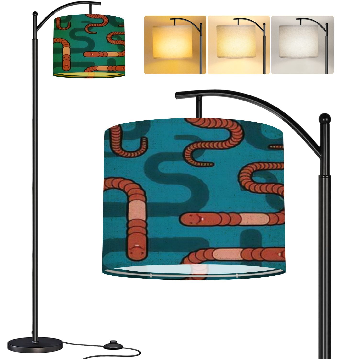 Arc Floor Lamp Earthworm seamless Earth Worm Tall Modern Standing Lamp ...