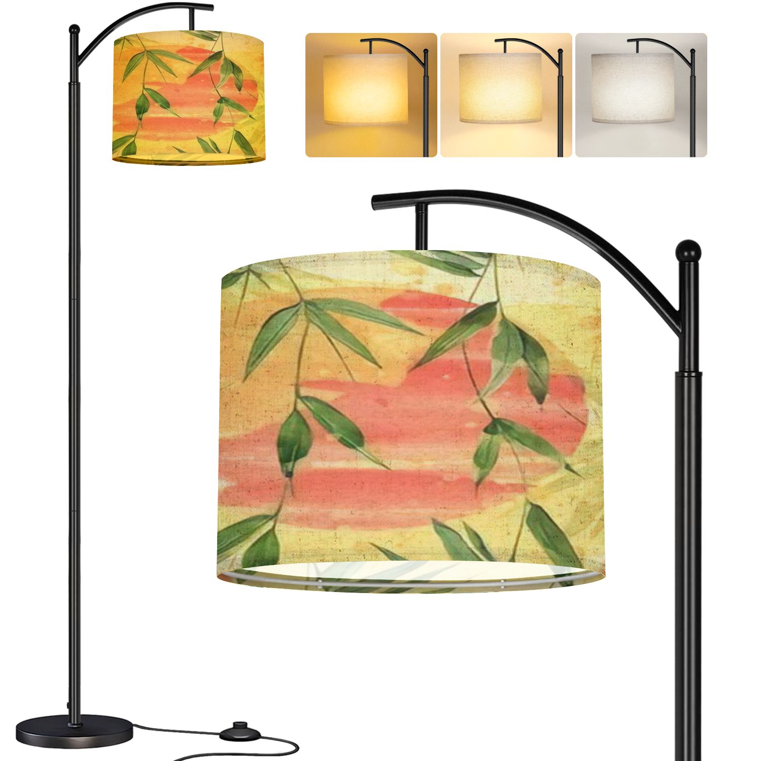 Arc Floor Lamp Eastern red sun bamboo leaves yellow spots splashes ...