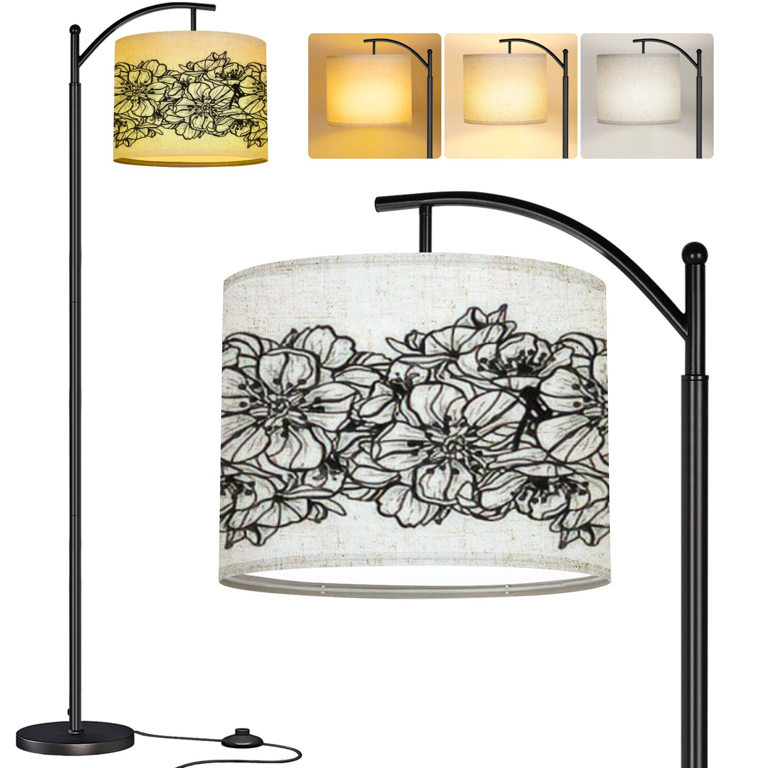 Arc Floor Lamp Elegant seamless hand drawn Tall Modern Standing Lamp ...