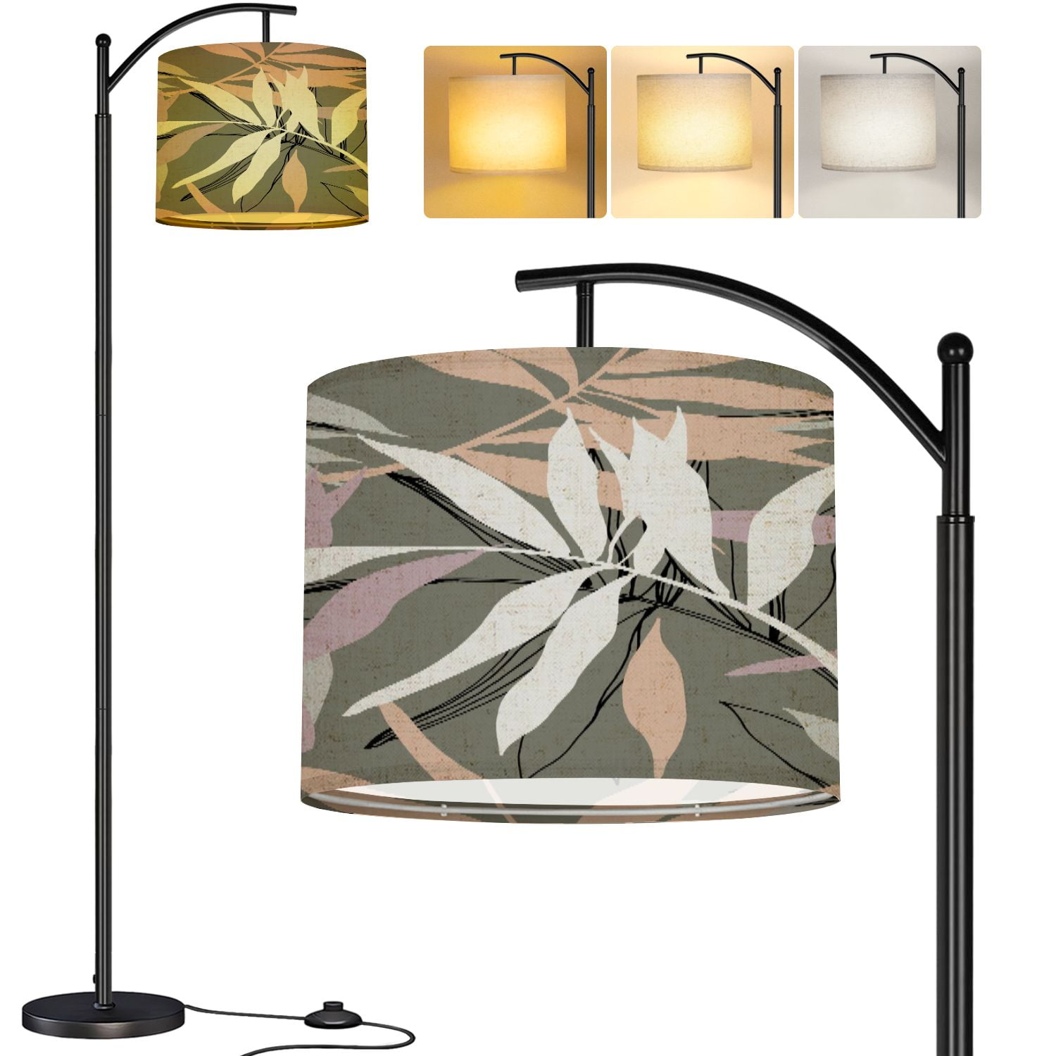 Arc Floor Lamp Elegant seamless pattern green hand drawn line tropical ...