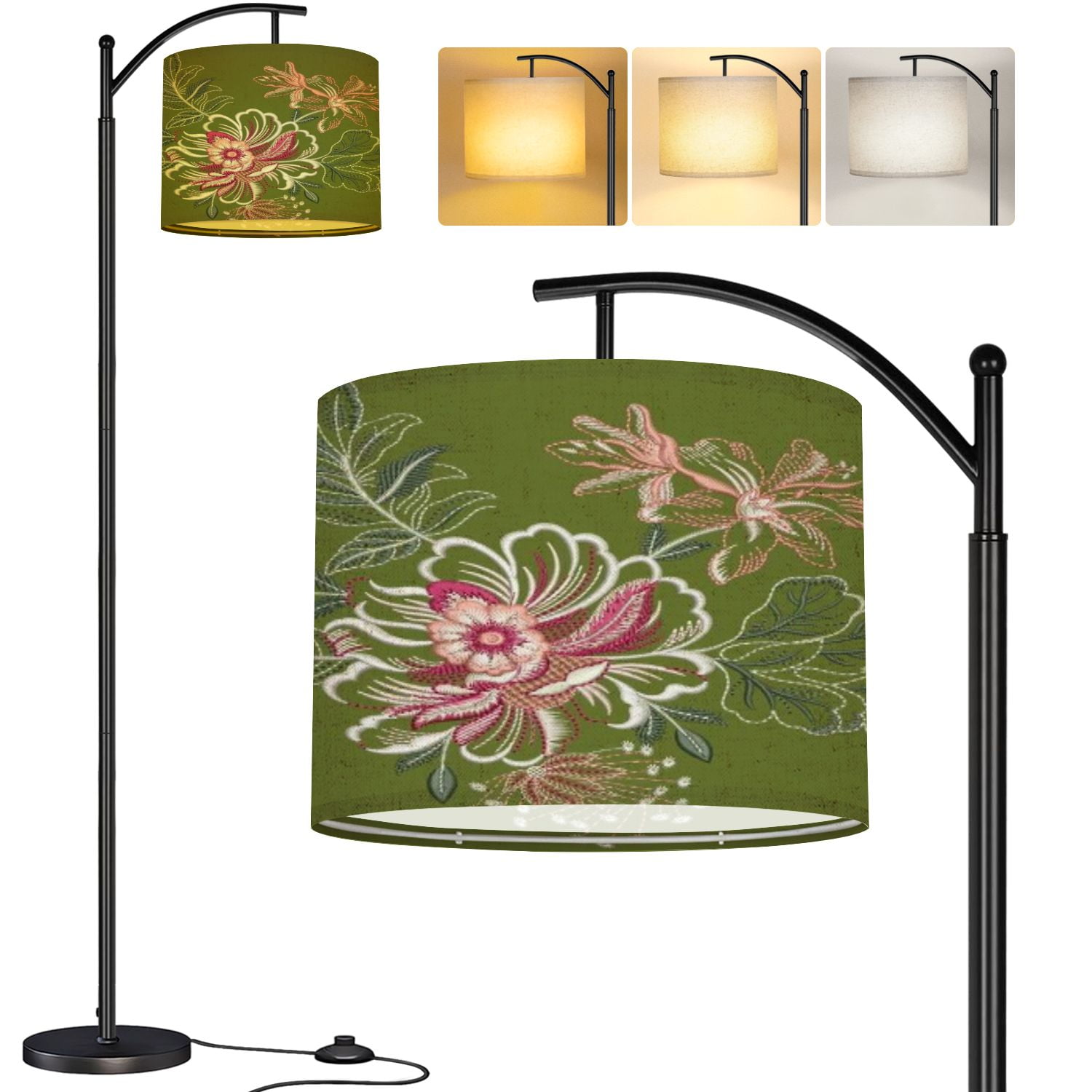 Arc Floor Lamp Embroidery seamless beautiful flowers Handmade floral ...
