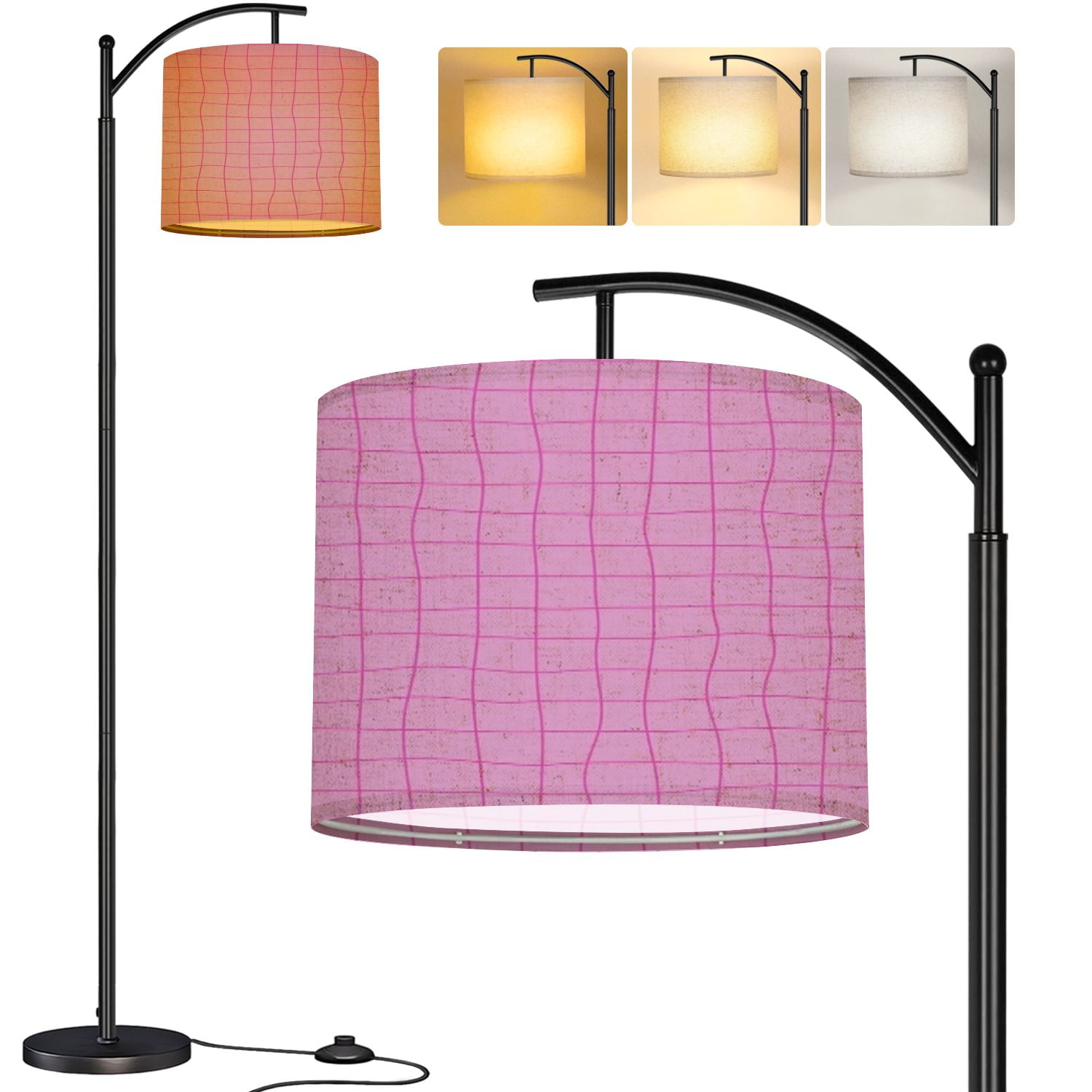 Arc Floor Lamp Endless seamless checkered pattern Curved shapes Pink ...