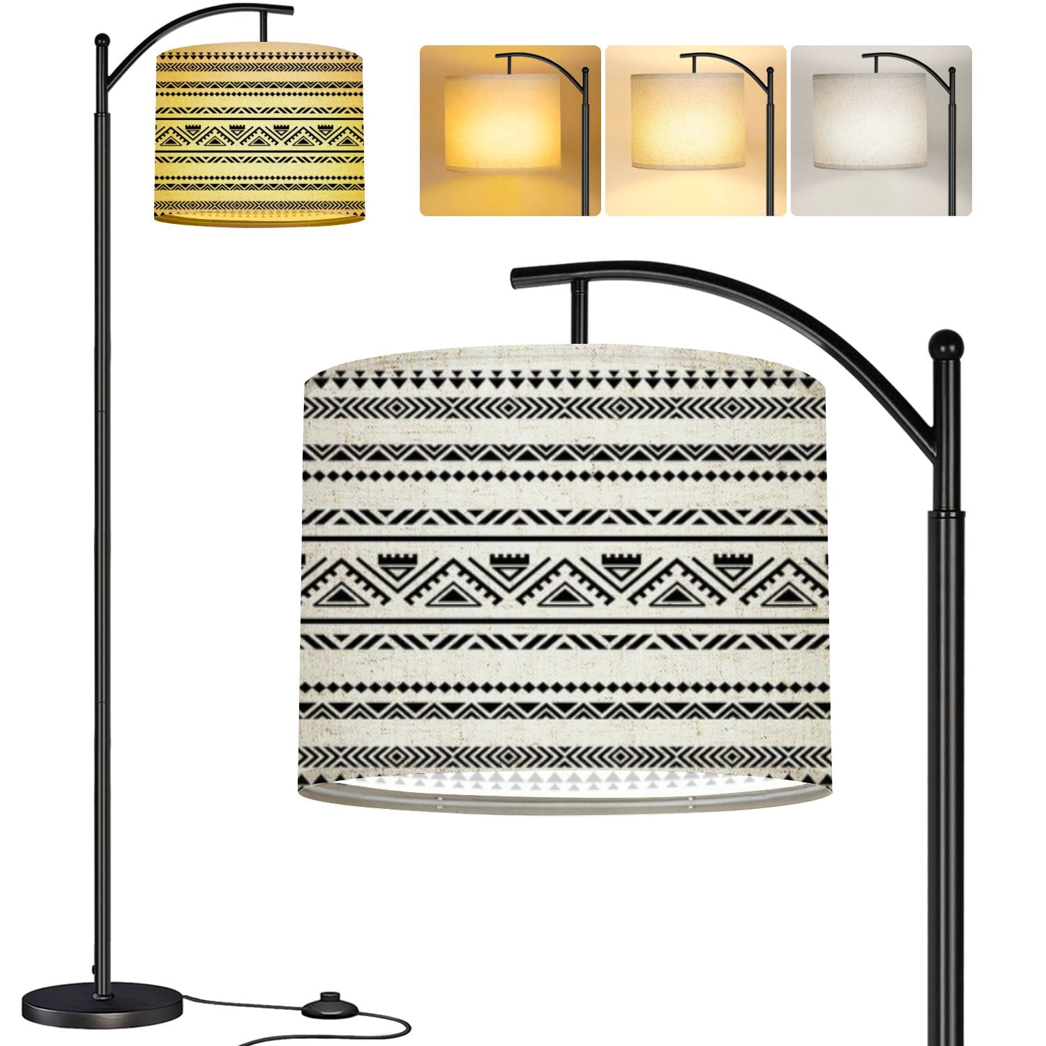 Arc Floor Lamp Ethnic tribal black white stripe Seamless tribal folk ...