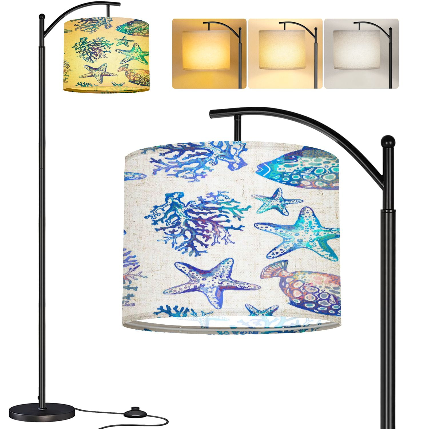 Arc Floor Lamp Exotic fishes corals starfishes colorful seamless ...