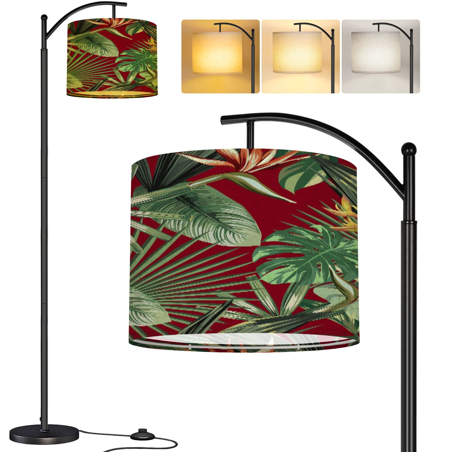 Arc Floor Lamp Exotic strelitzia bird paradise flowers tropical palm ...