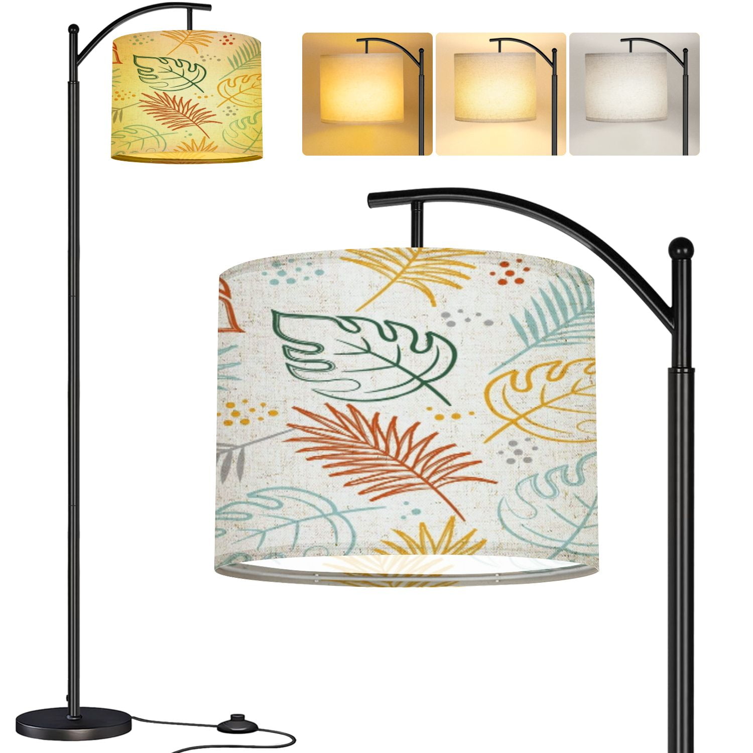 Arc Floor Lamp Exotic tropical leaves seamless pattern Monstera palm ...