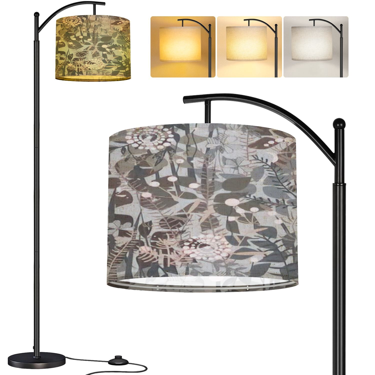 Arc Floor Lamp Fairy forest Floral seamless pattern doodle plants Tall ...