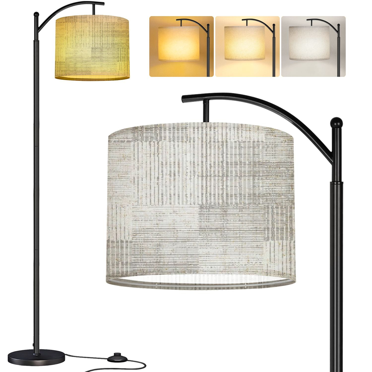 Arc Floor Lamp Fancy fabric linen juta blended wool washed coat surface ...