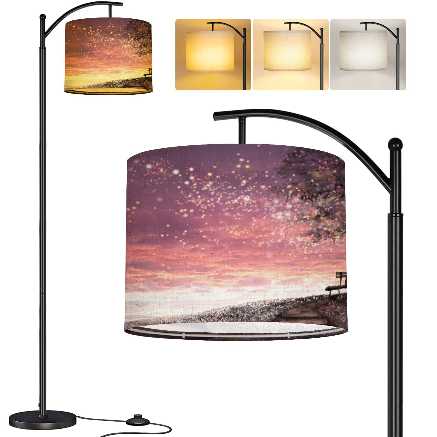 Arc Floor Lamp Fantasy beautiful sky stars girl is sitting Tall Modern ...