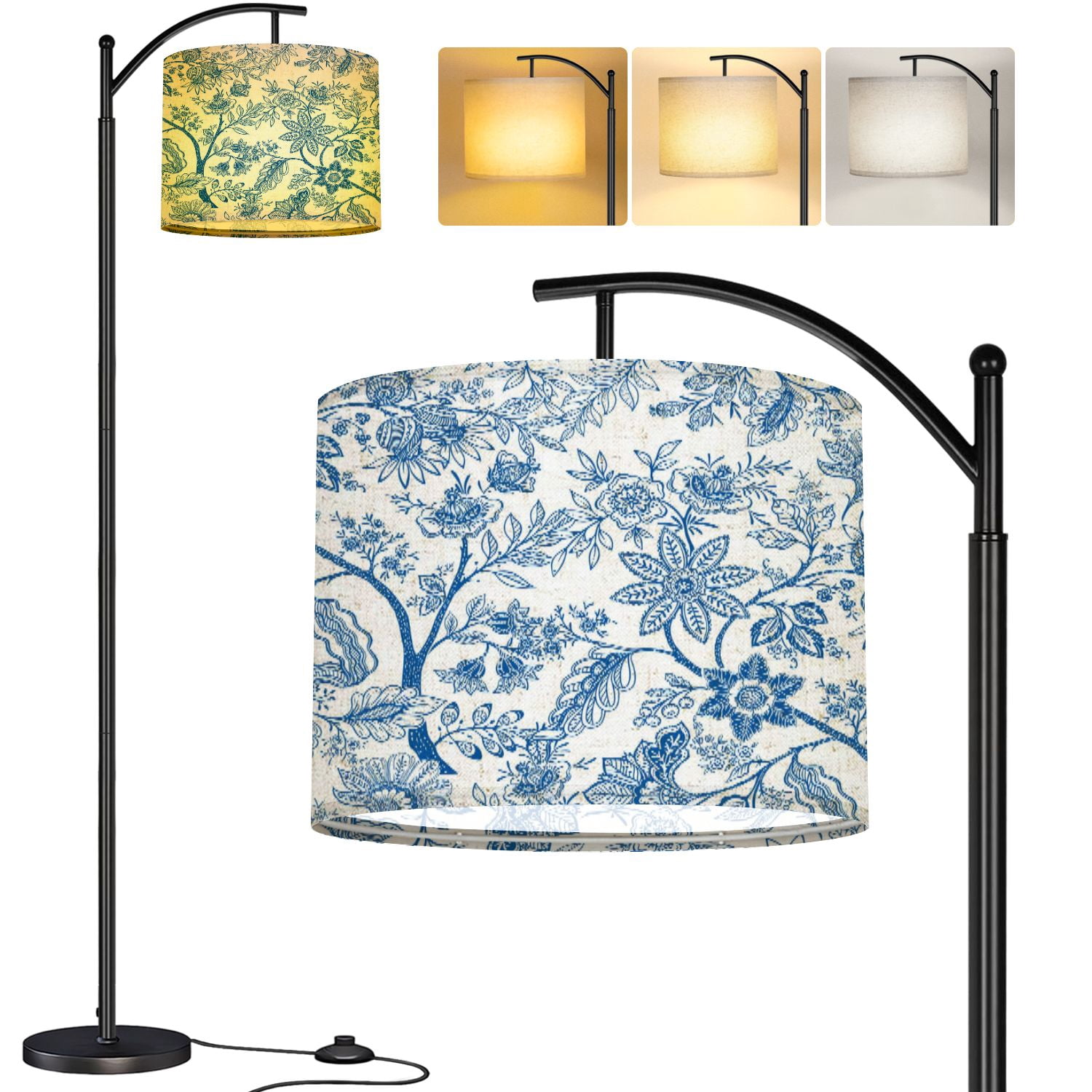 Arc Floor Lamp Fantasy flowers retro vintage jacobean embroidery style ...