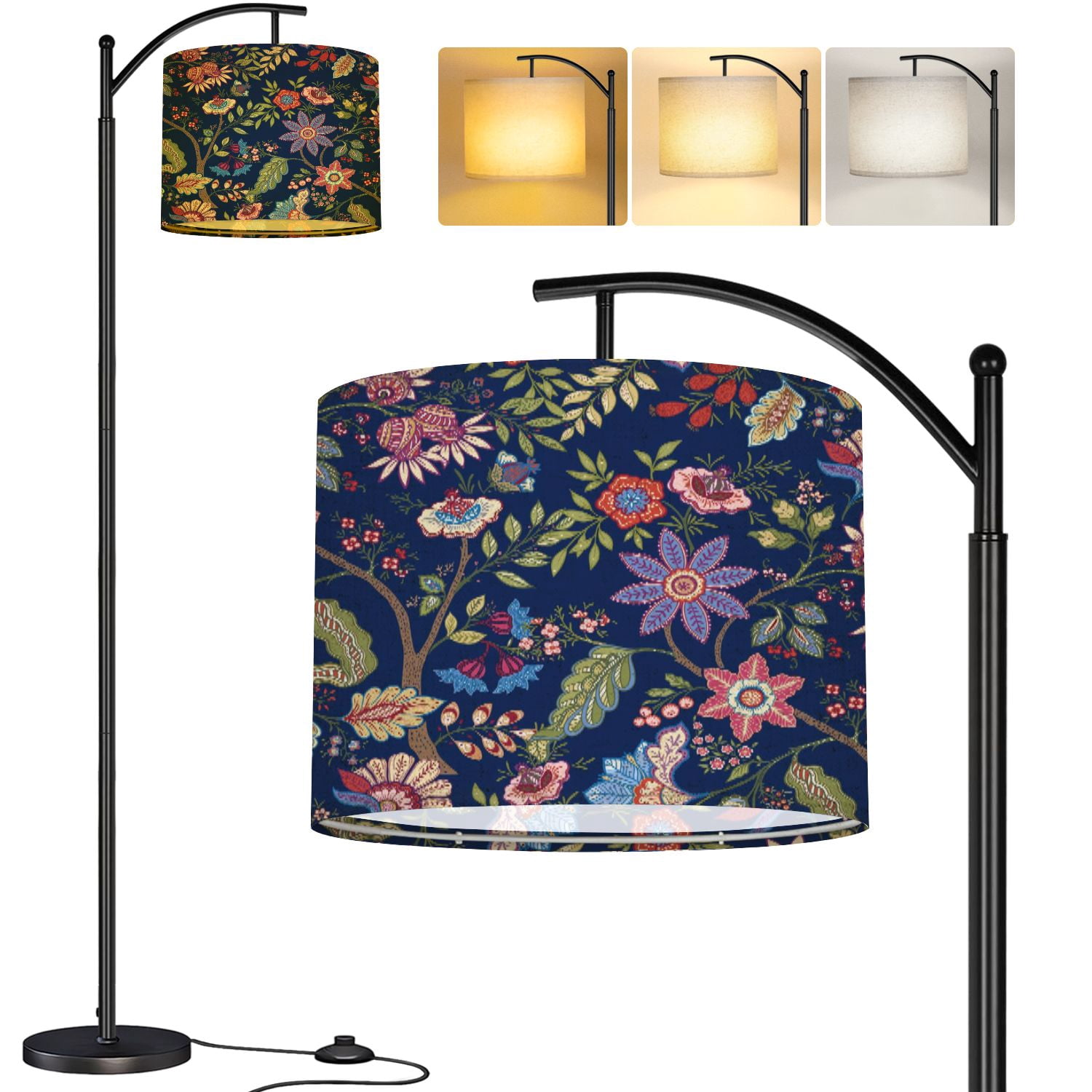 Arc Floor Lamp Fantasy flowers retro vintage jacobean embroidery style ...