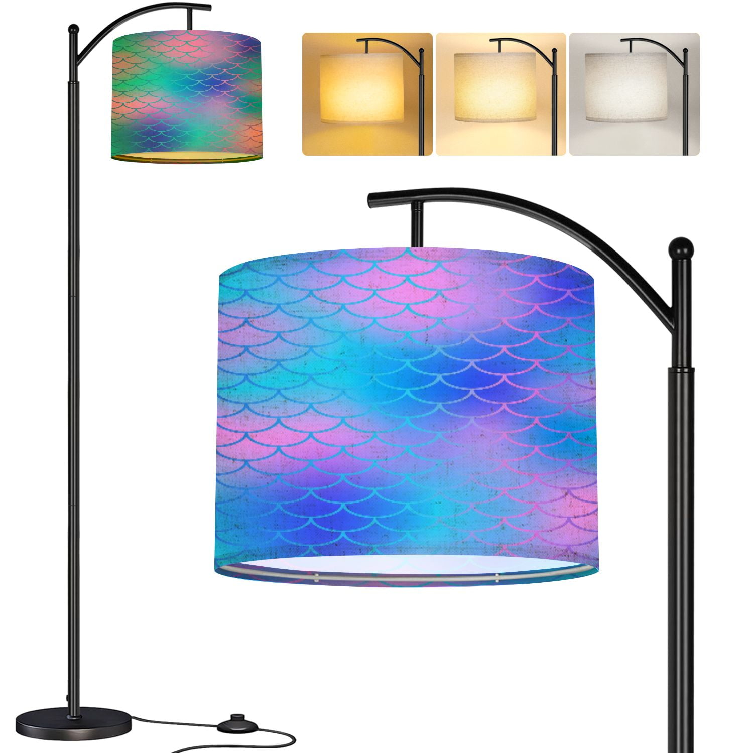 Arc Floor Lamp Fish scale texture pattern Magic mermaid tail Cool color ...