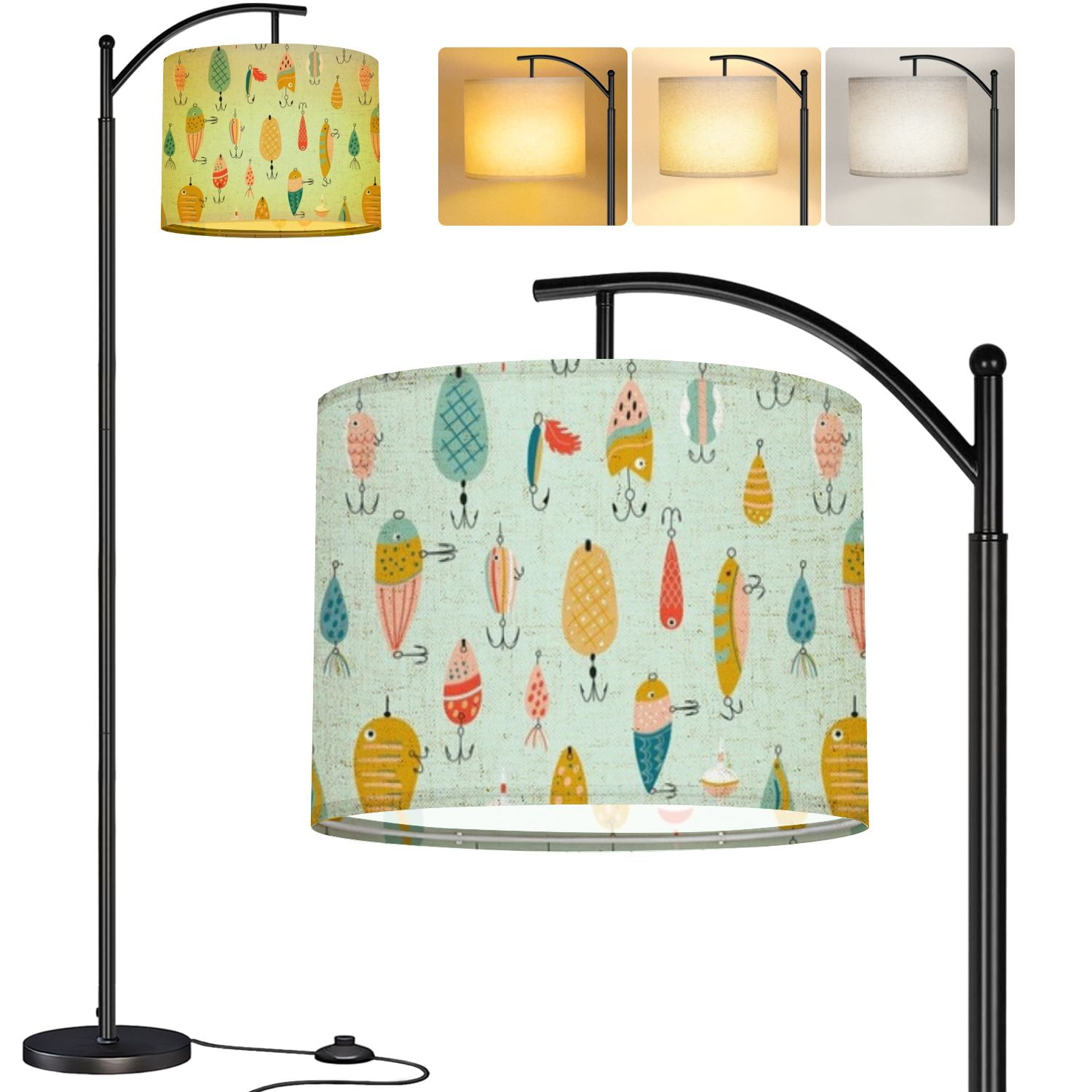 Arc Floor Lamp Fishing lures seamless Cute colorful fishing hook repeat ...