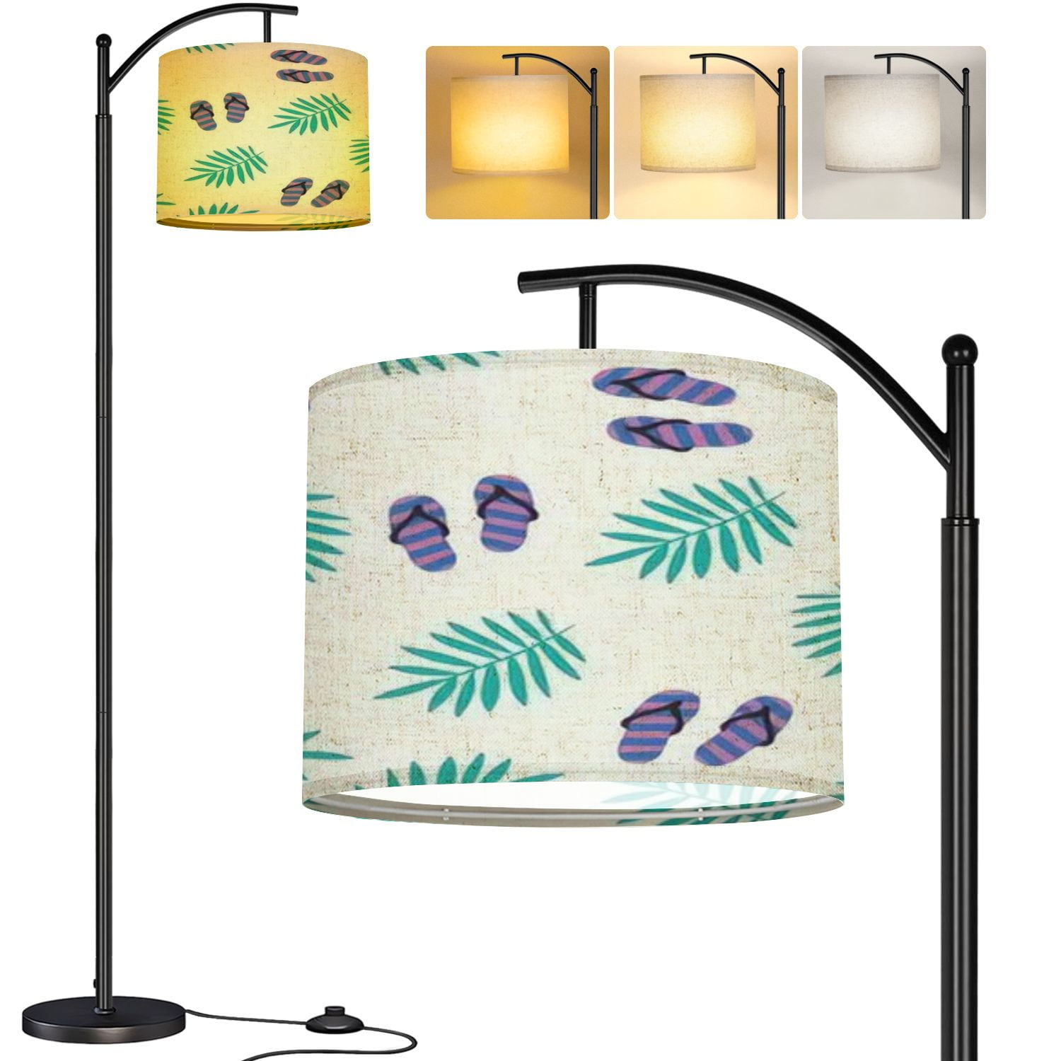 Arc Floor Lamp Flip flop summer sandals palm leaves seamless Repeating ...