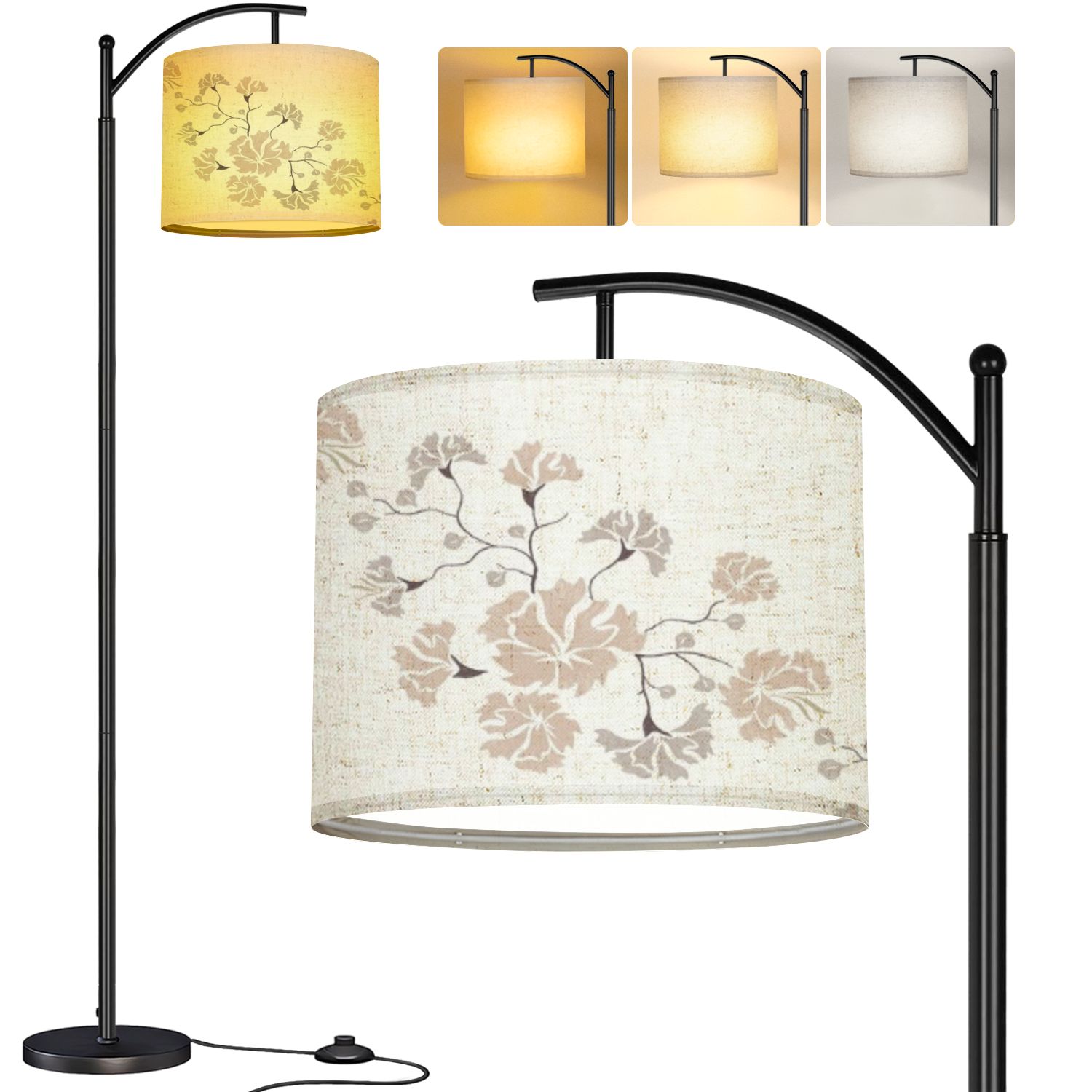 Arc Floor Lamp Floral Ikat pattern seamless embroidery border frame ...