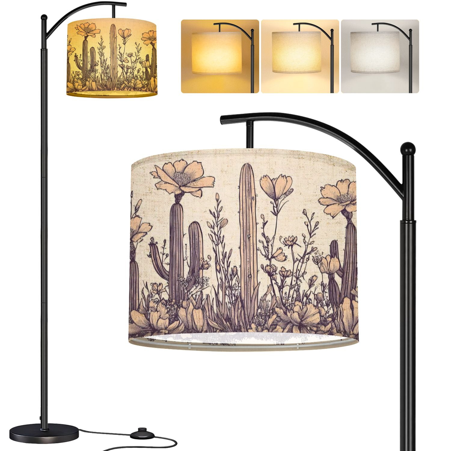 Arc Floor Lamp Floral Peel Stick Cactus Flower Vintage Bathroom Cacti ...
