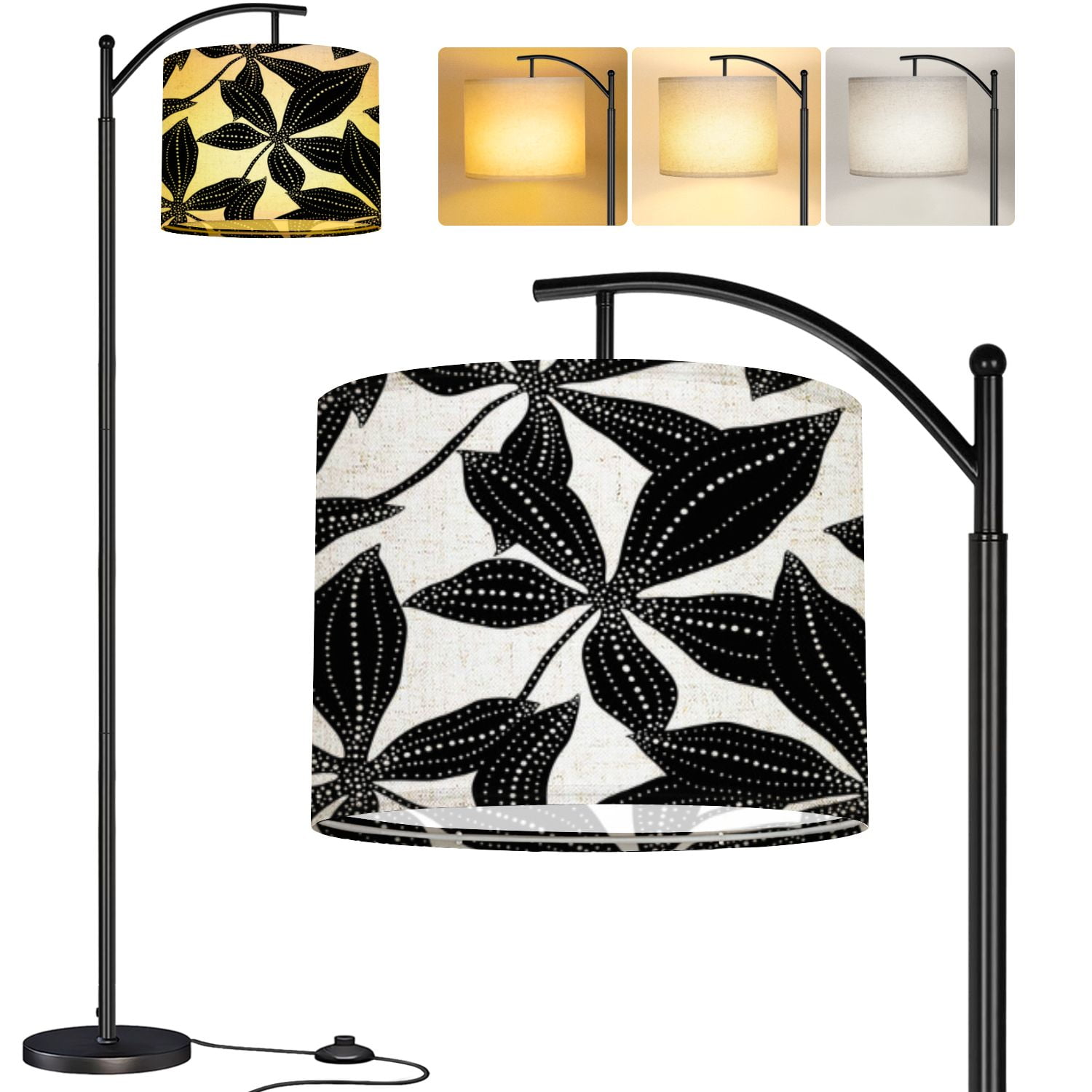Arc Floor Lamp Floral abstract leaves seamless pattern dotted flat ...