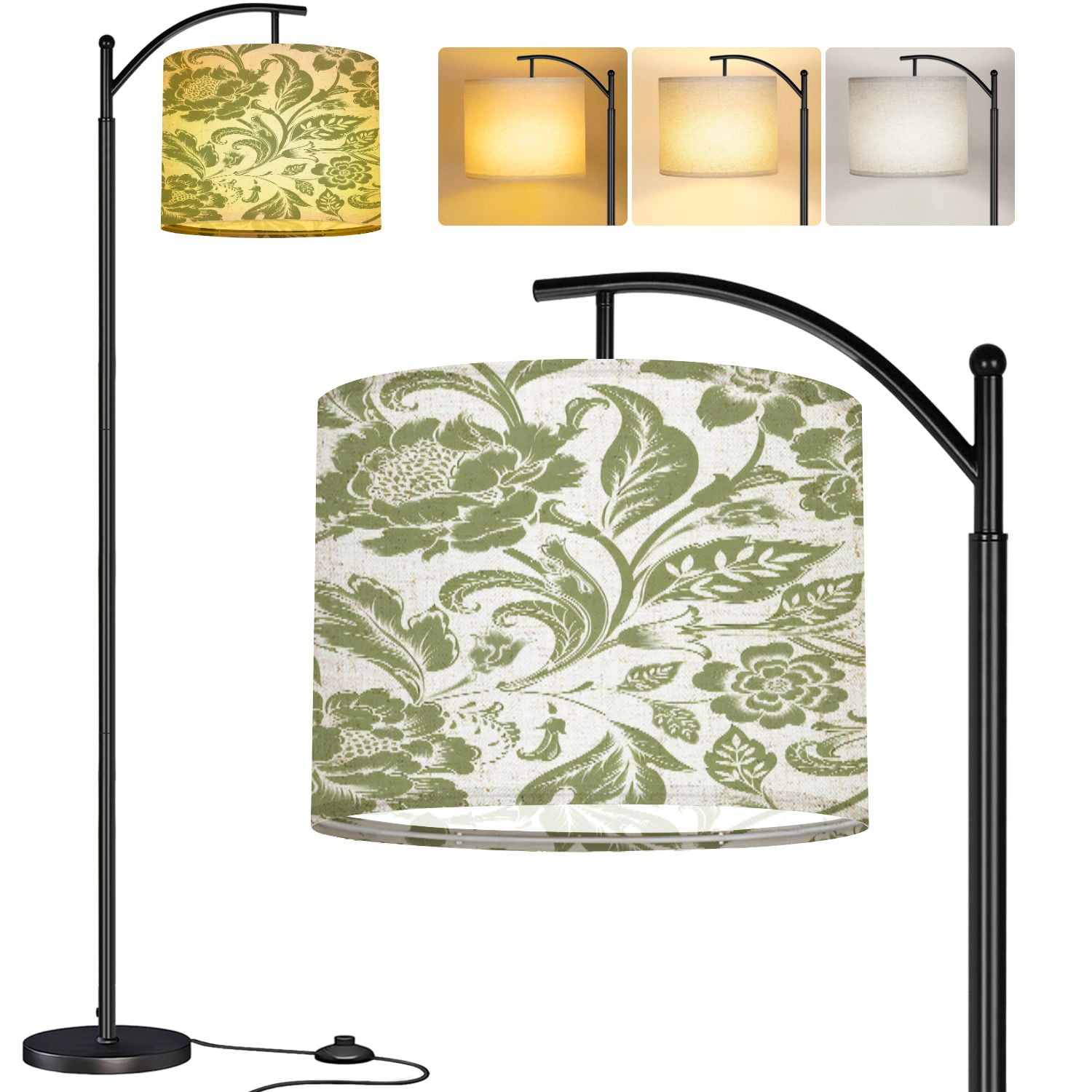 Arc Floor Lamp Floral botanical texture pattern flowers leaves Seamless ...