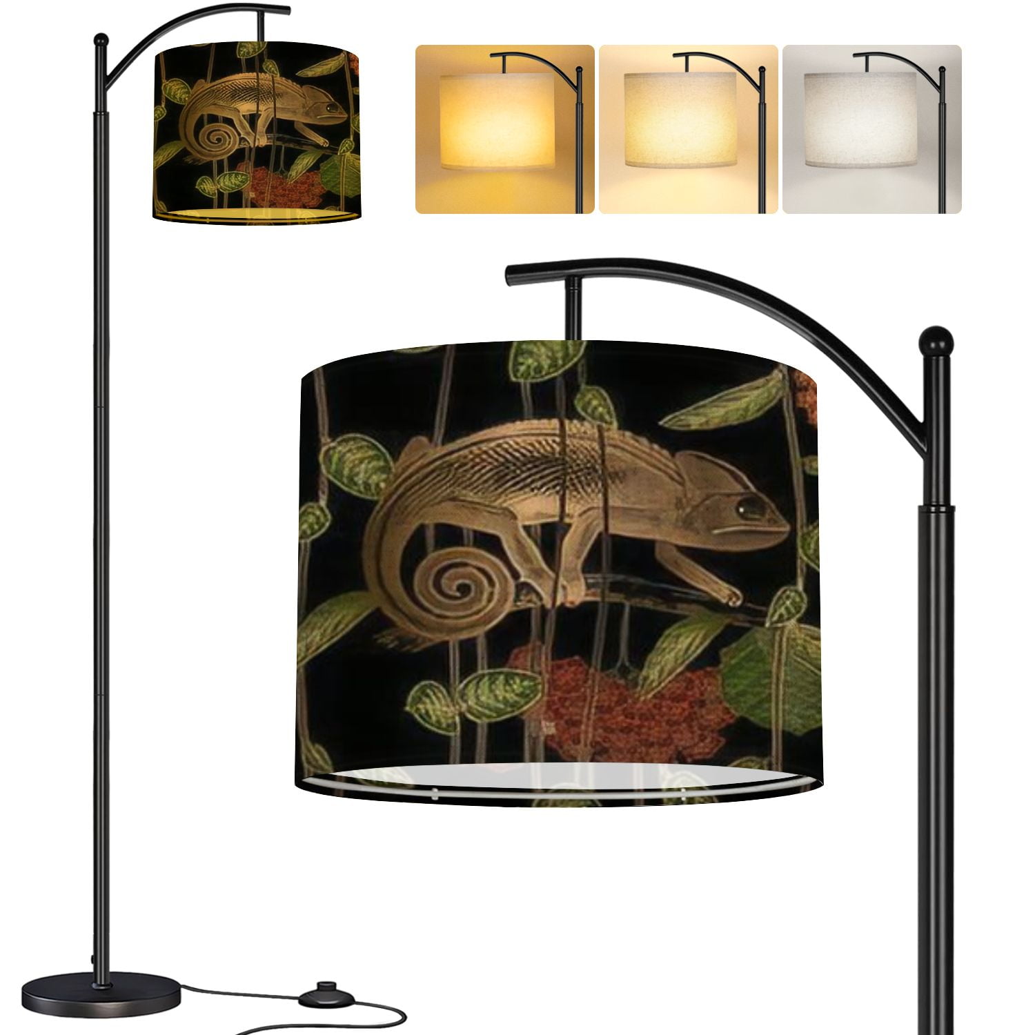 Arc Floor Lamp Floral seamless branches tree Exotic Tropical Leaves ...