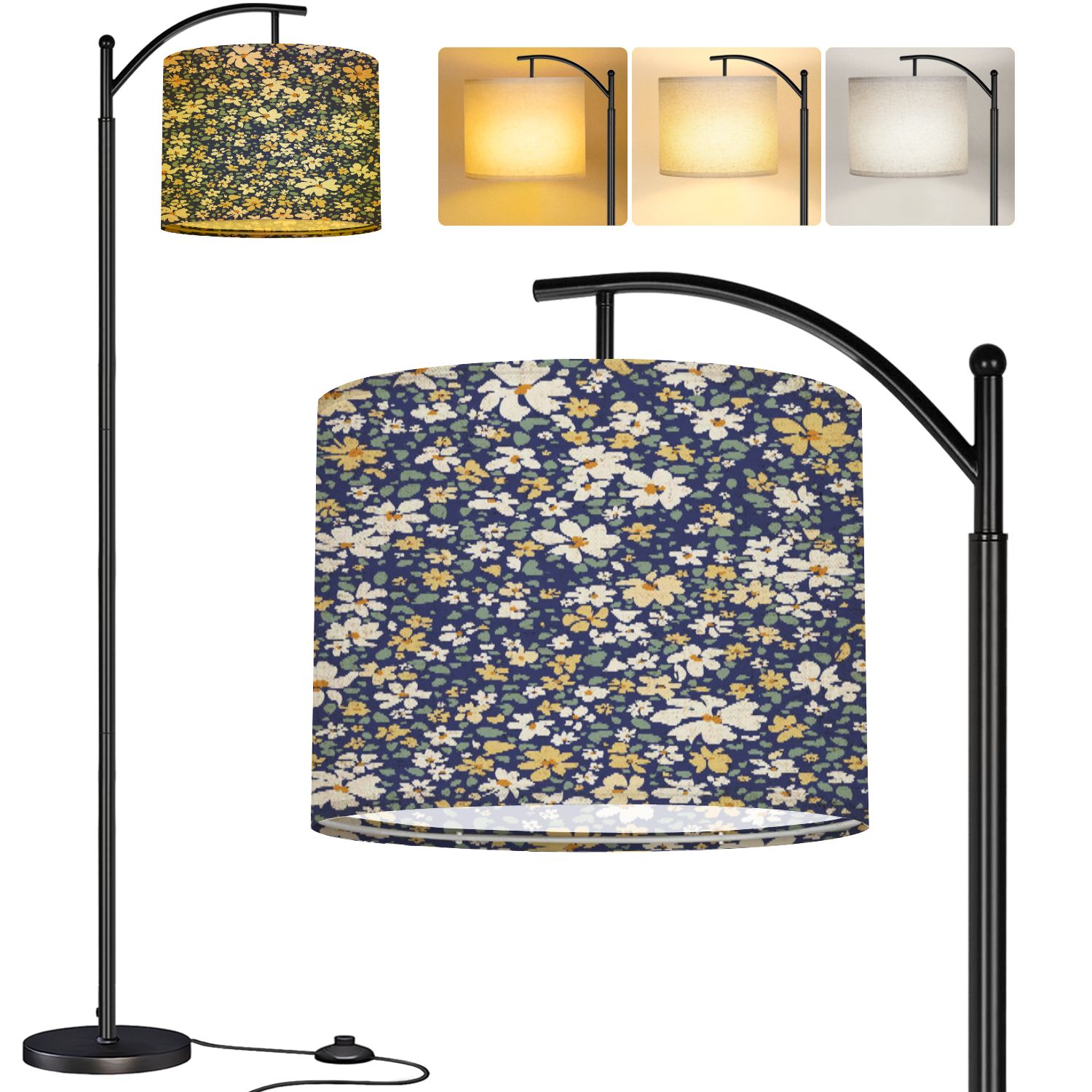 Arc Floor Lamp Floral seamless for spring dress fabric Tall Modern ...