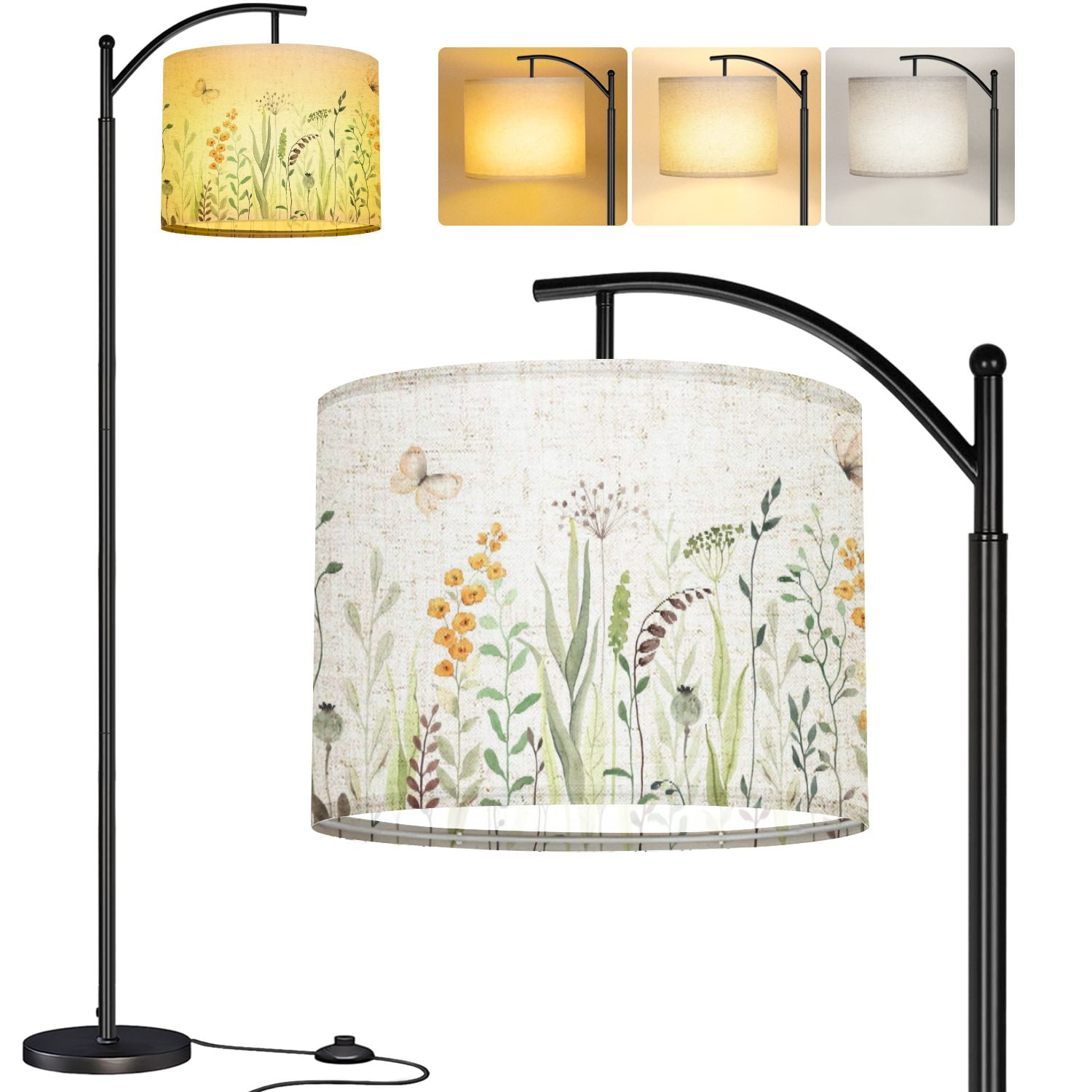 Arc Floor Lamp Floral seamless horizontal border abstract yellow ...