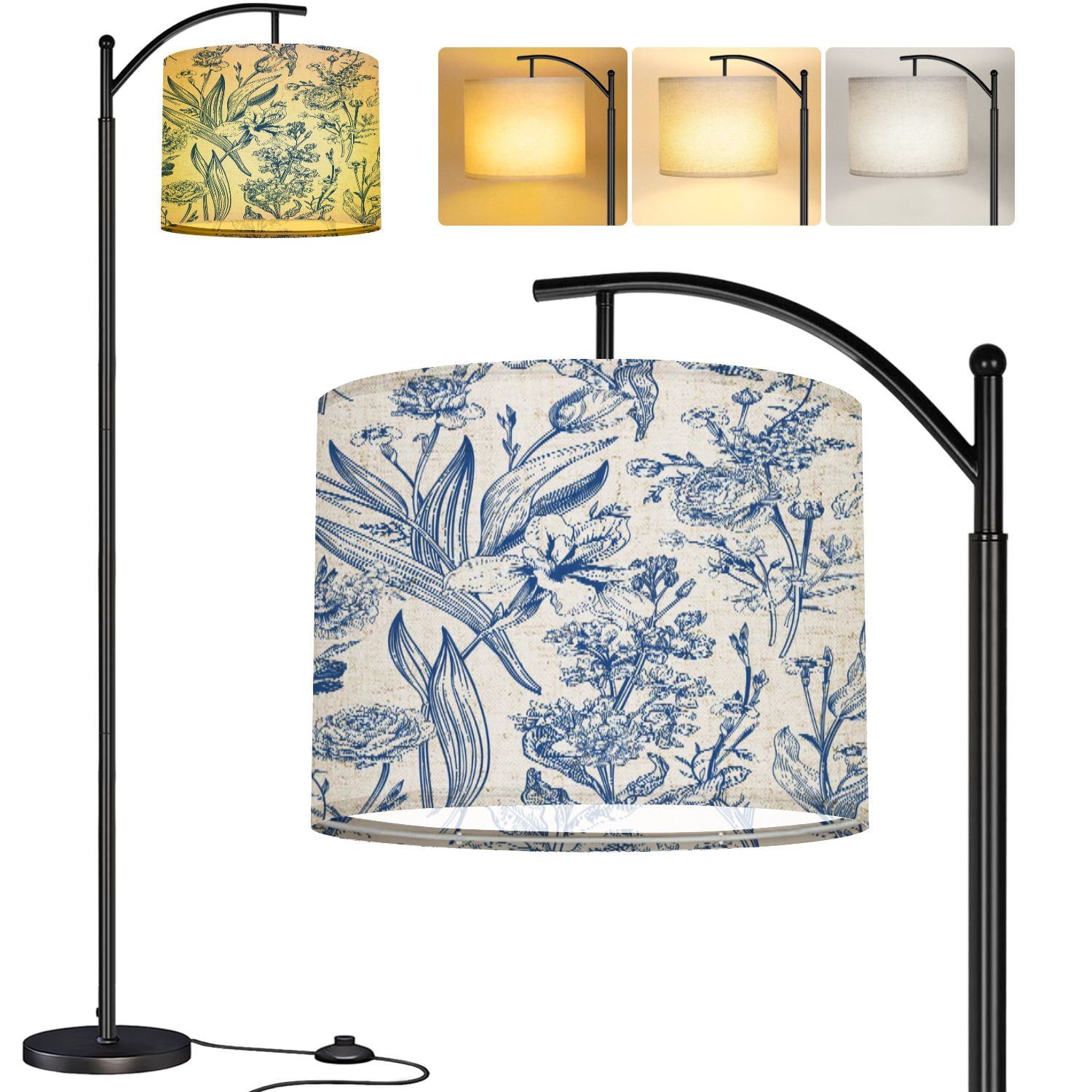 Arc Floor Lamp Floral seamless pattern Flowering Garden summer spring ...