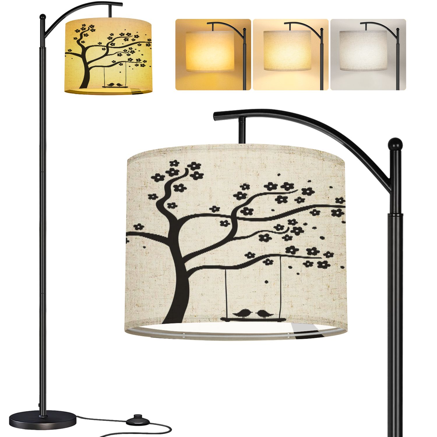 Arc Floor Lamp Flower love tree silhouette Tall Modern Standing Lamp ...