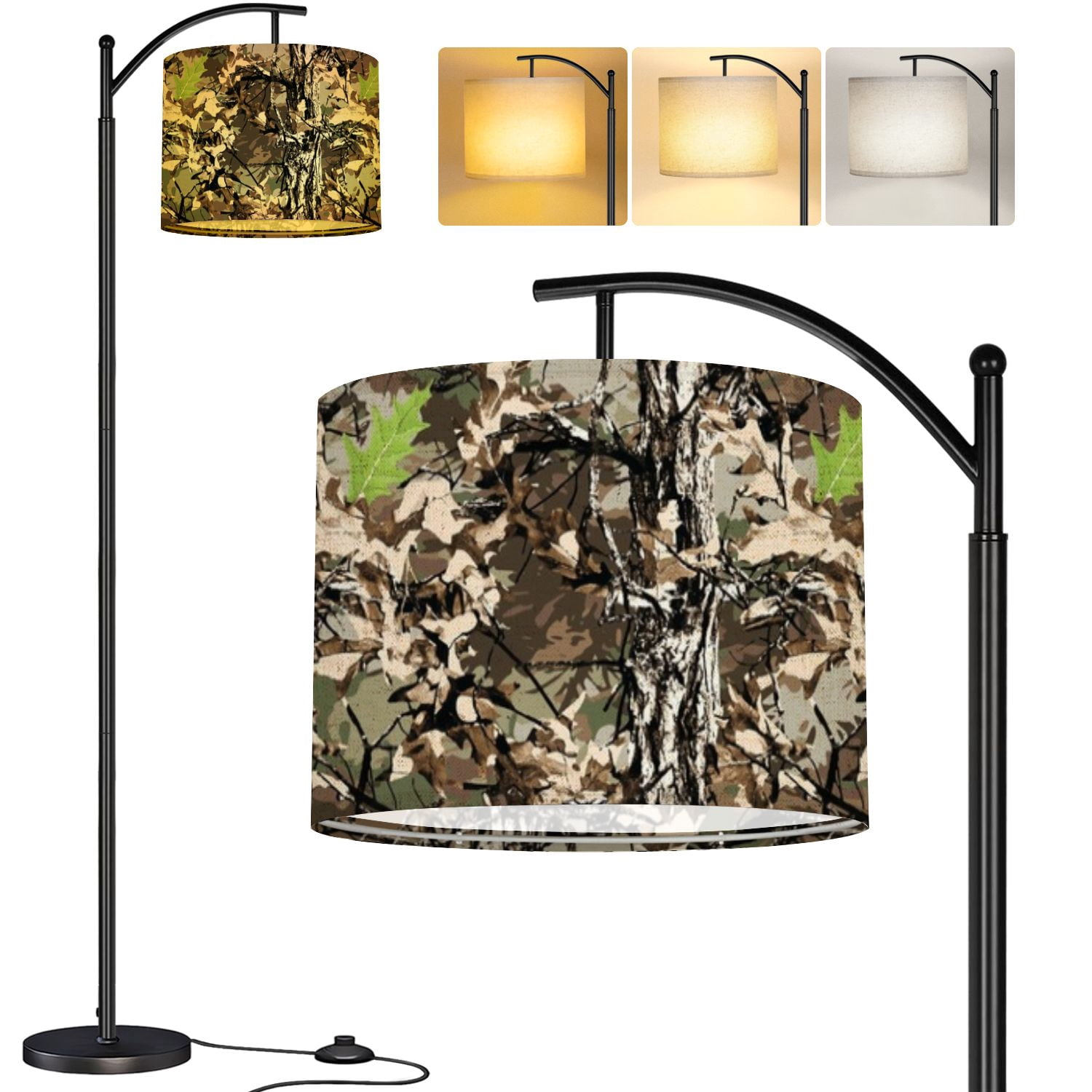 Arc Floor Lamp Forest Camouflage Real Tree Branches Leaves for Hunting ...