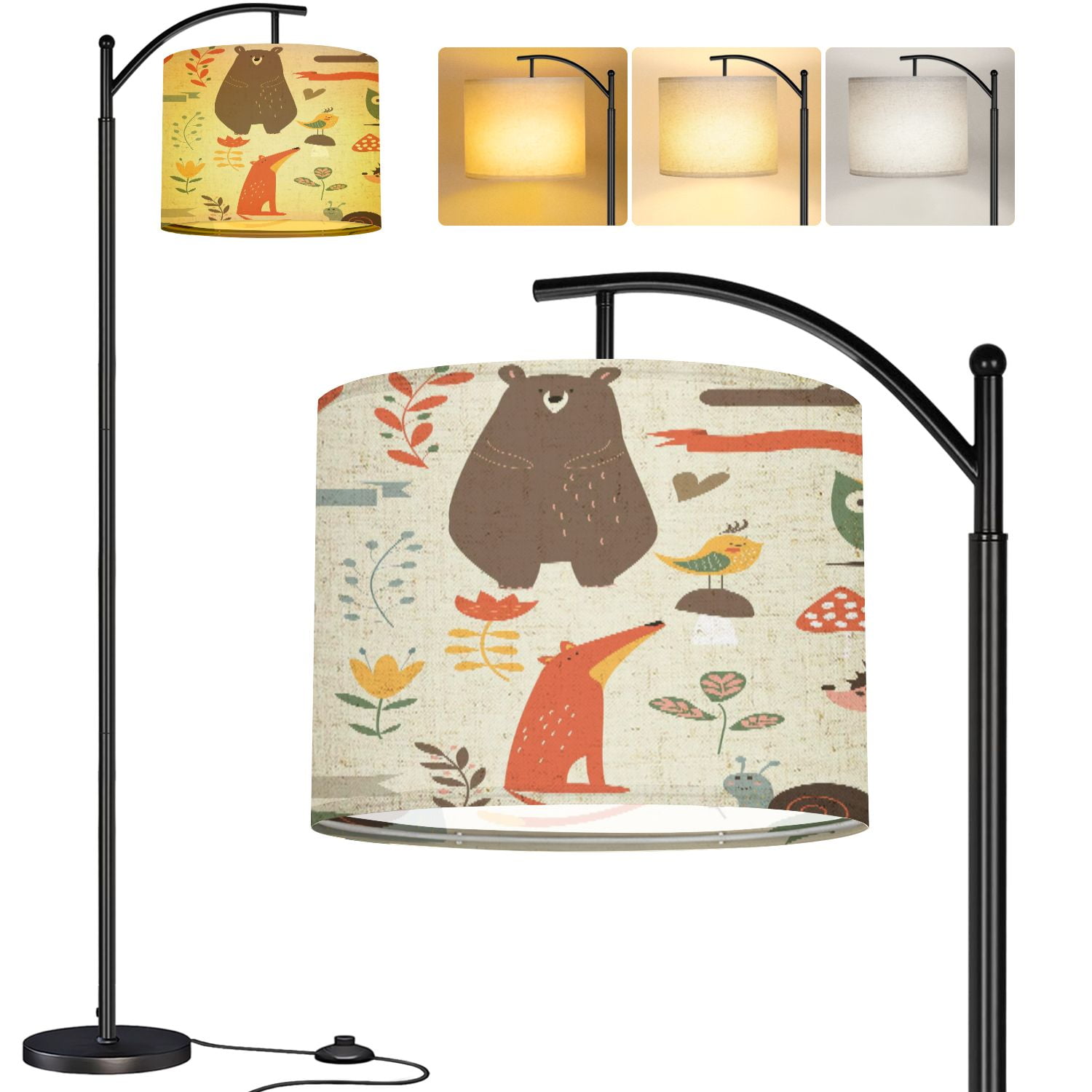 Arc Floor Lamp Forest set cute animals mushrooms birds flowers ribbons ...
