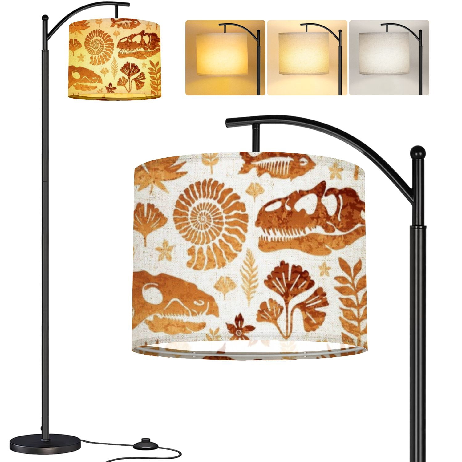 Arc Floor Lamp Fossil dino Seamless Dinosaur Paleontology print Fossil ...