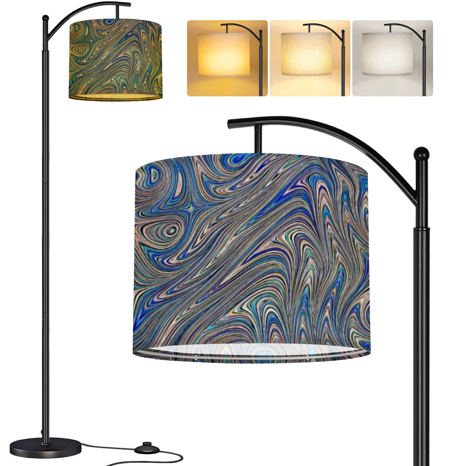 Arc Floor Lamp Fractal geometry chaos curled strokes Tall Modern ...