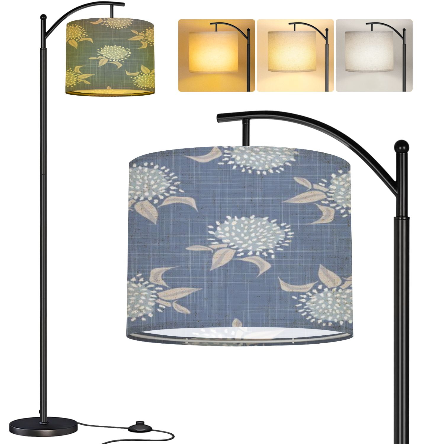 Arc Floor Lamp French shabby chic floral linen texture Pretty dandelion ...