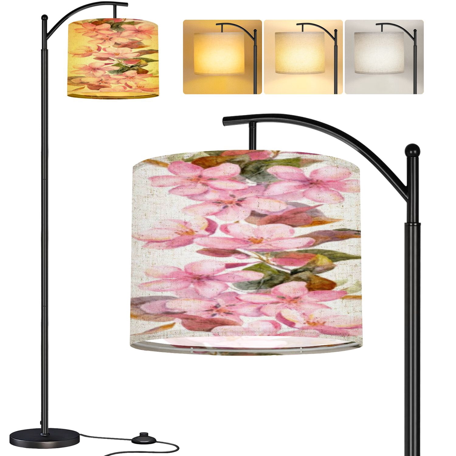Arc Floor Lamp Fruit tree cherry flowers Seamless floral strip border ...