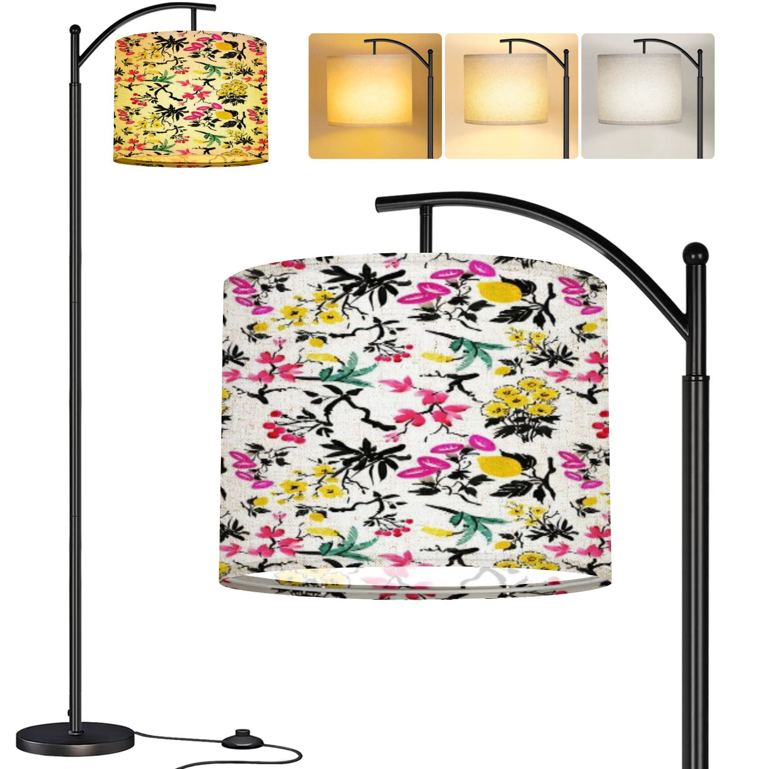 Arc Floor Lamp Fruits flowers watercolor seamless pattern white ...