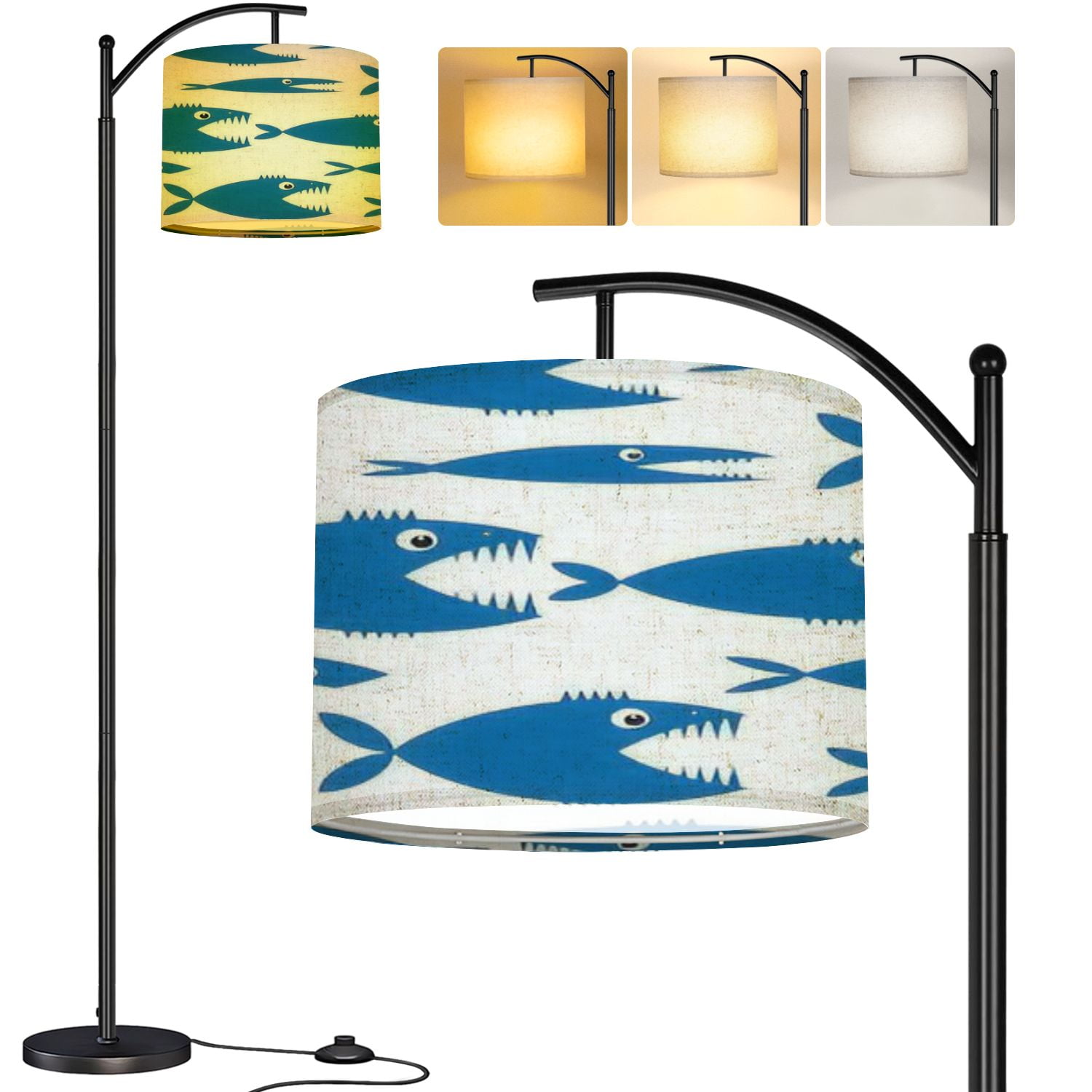 Arc Floor Lamp Funny fish cartoon for Tall Modern Standing Lamp LED ...