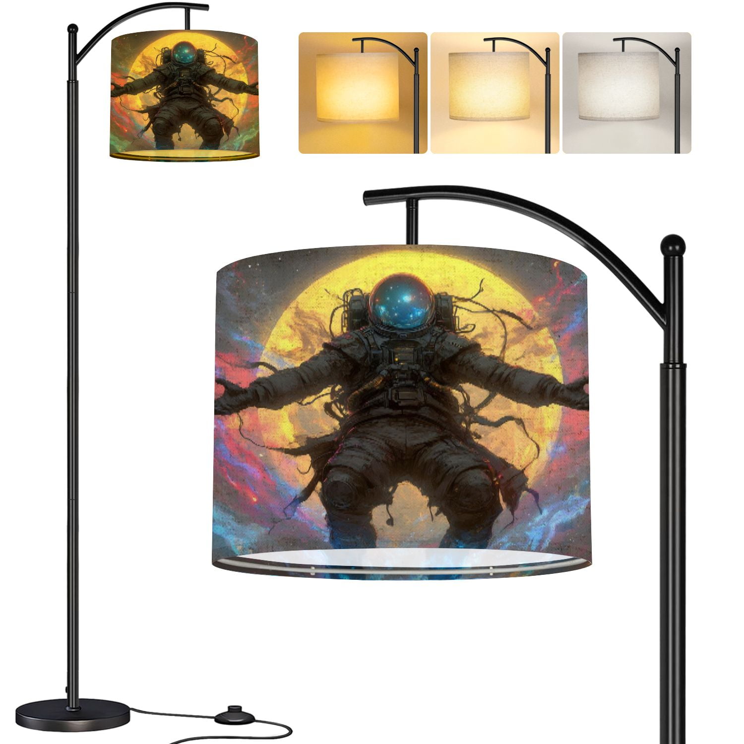 Arc Floor Lamp Galactic Adventurer Astronaut Spacesuit Colorful Nebula ...