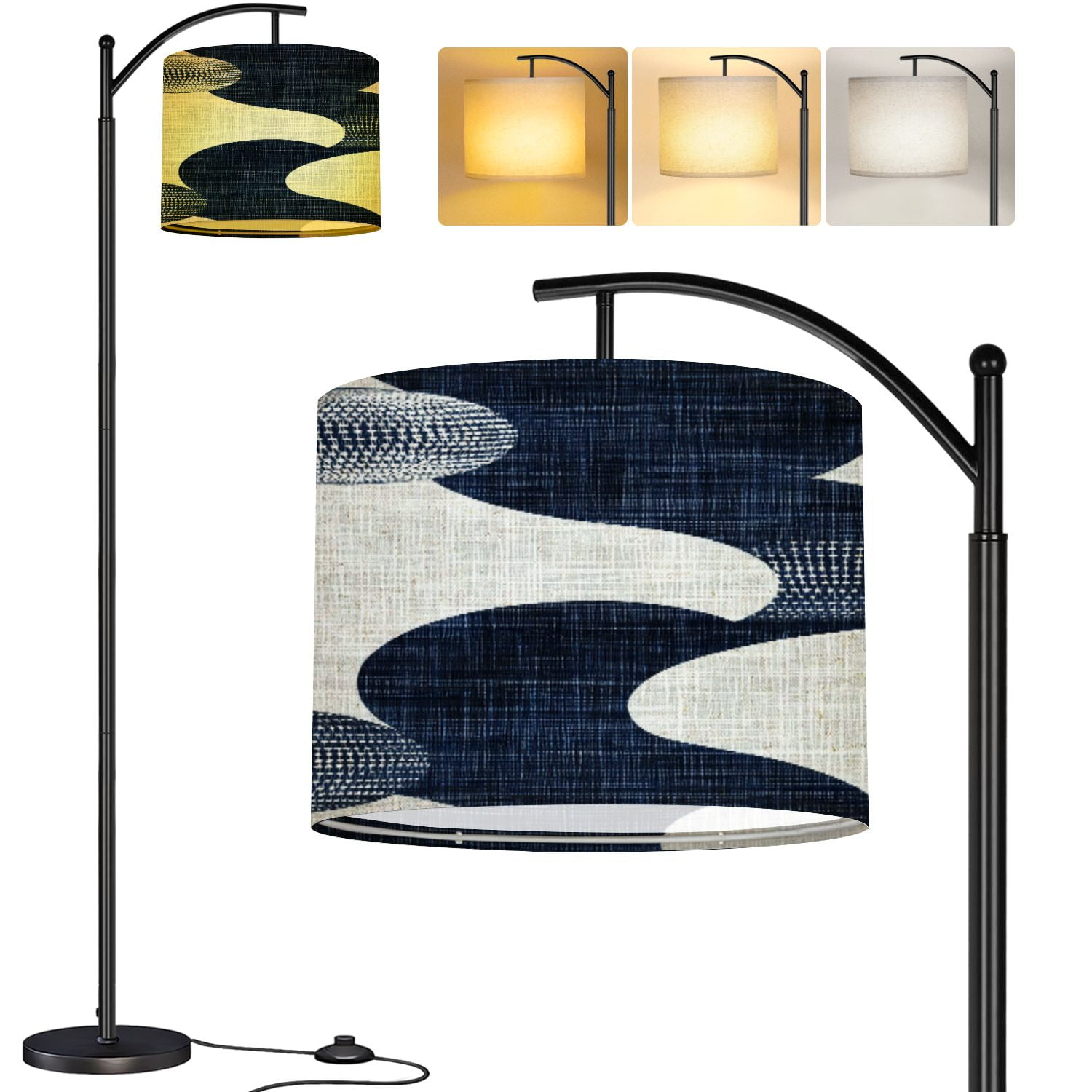 Arc Floor Lamp Geometric Curveball Collection Repeating Loops Blue ...