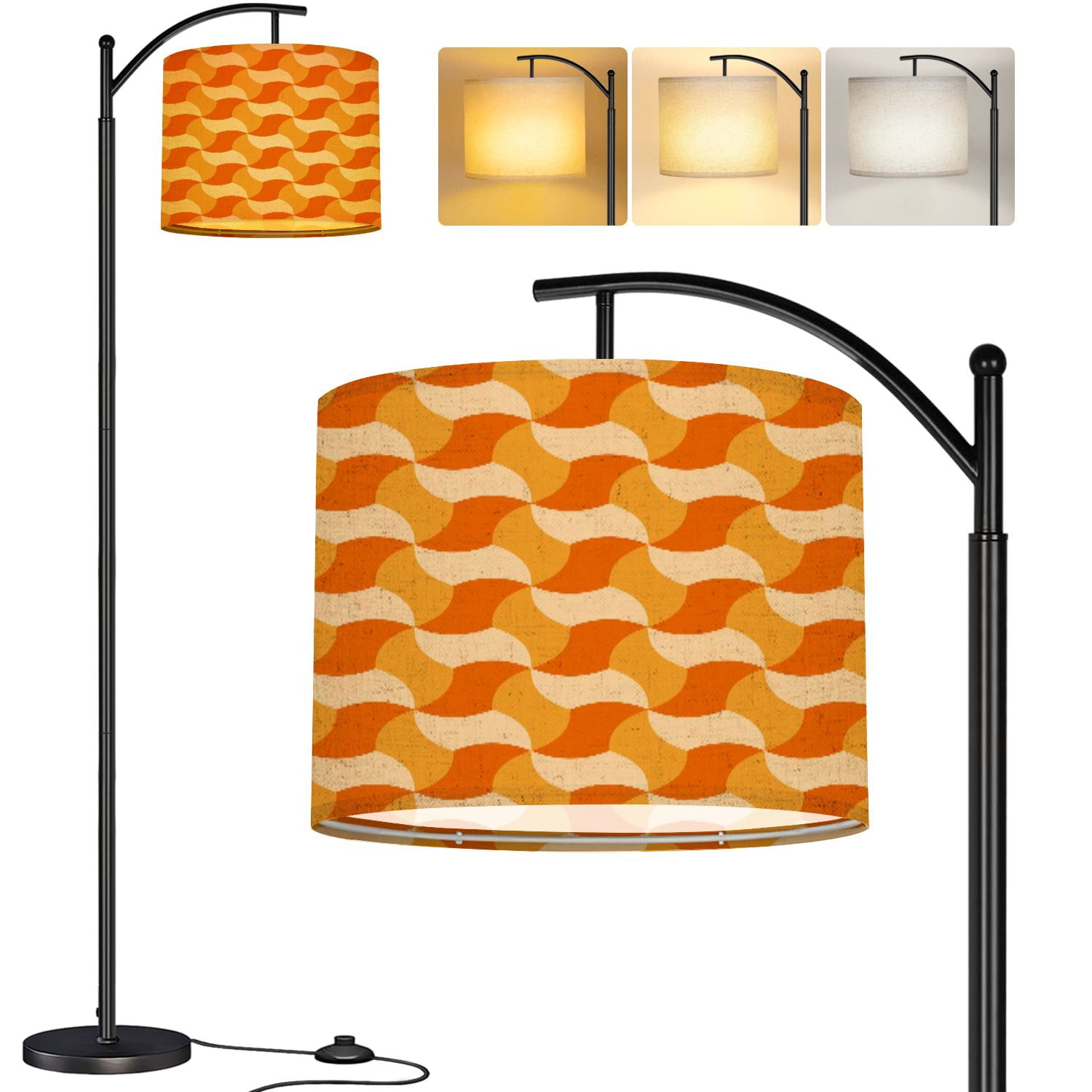 Arc Floor Lamp Geometric tiling shades orange abstract Tall Modern ...