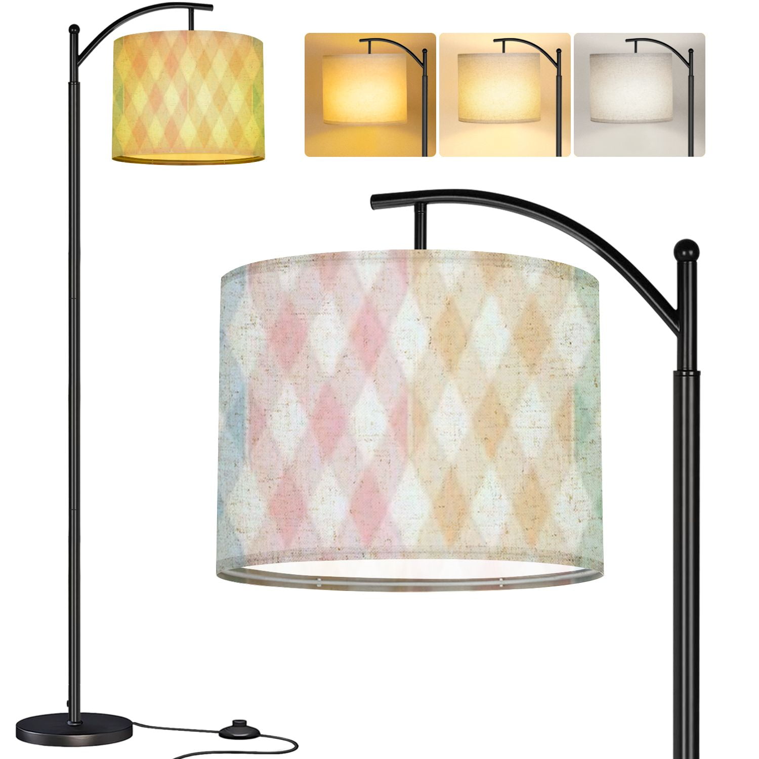 Arc Floor Lamp Gingham check plaid set pastel colorful blue pink yellow ...